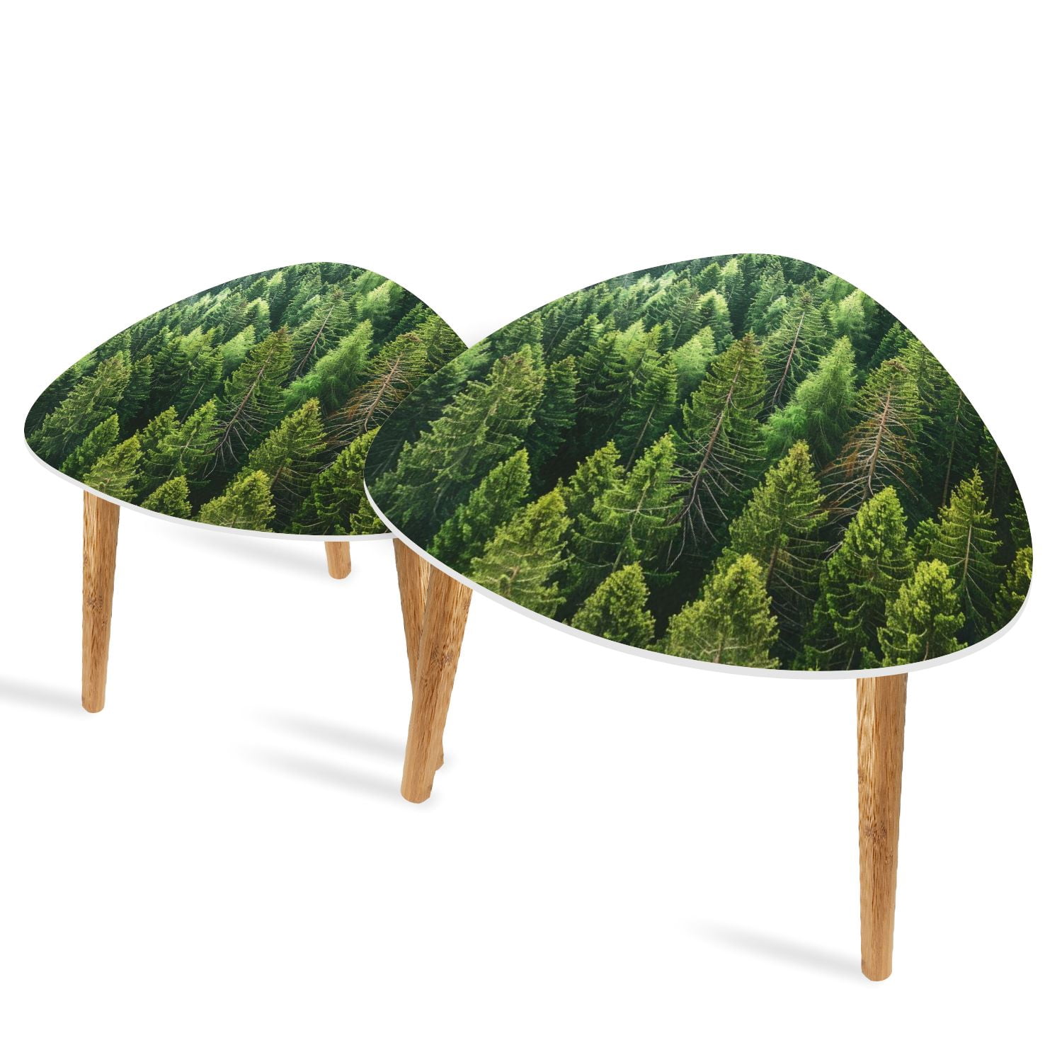 Set of 2 Triangle End Table Healthy green trees forest Set of 2 Side ...