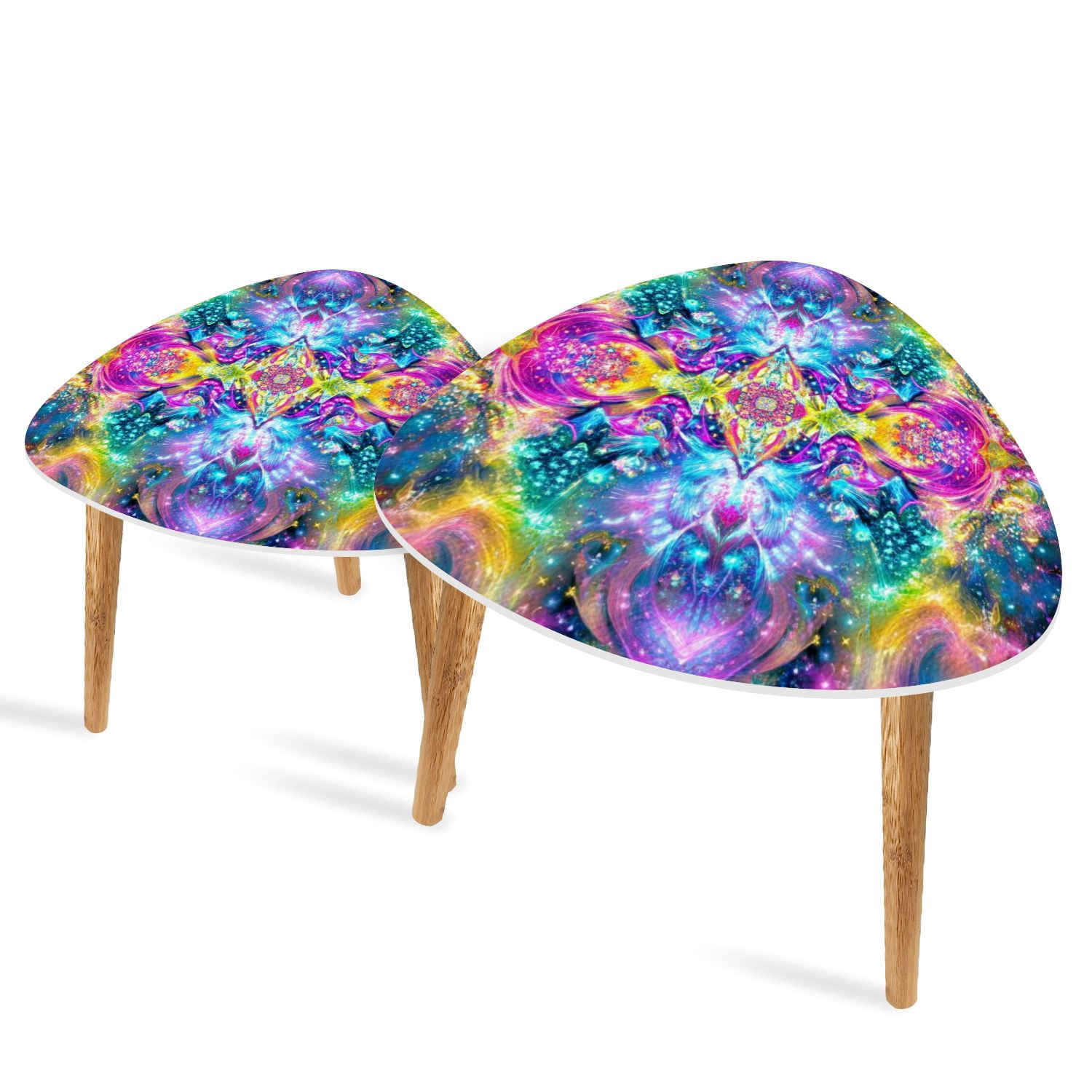 Set of 2 Triangle End Table Indie Hippie Cool Aesthetic Stars Circular ...