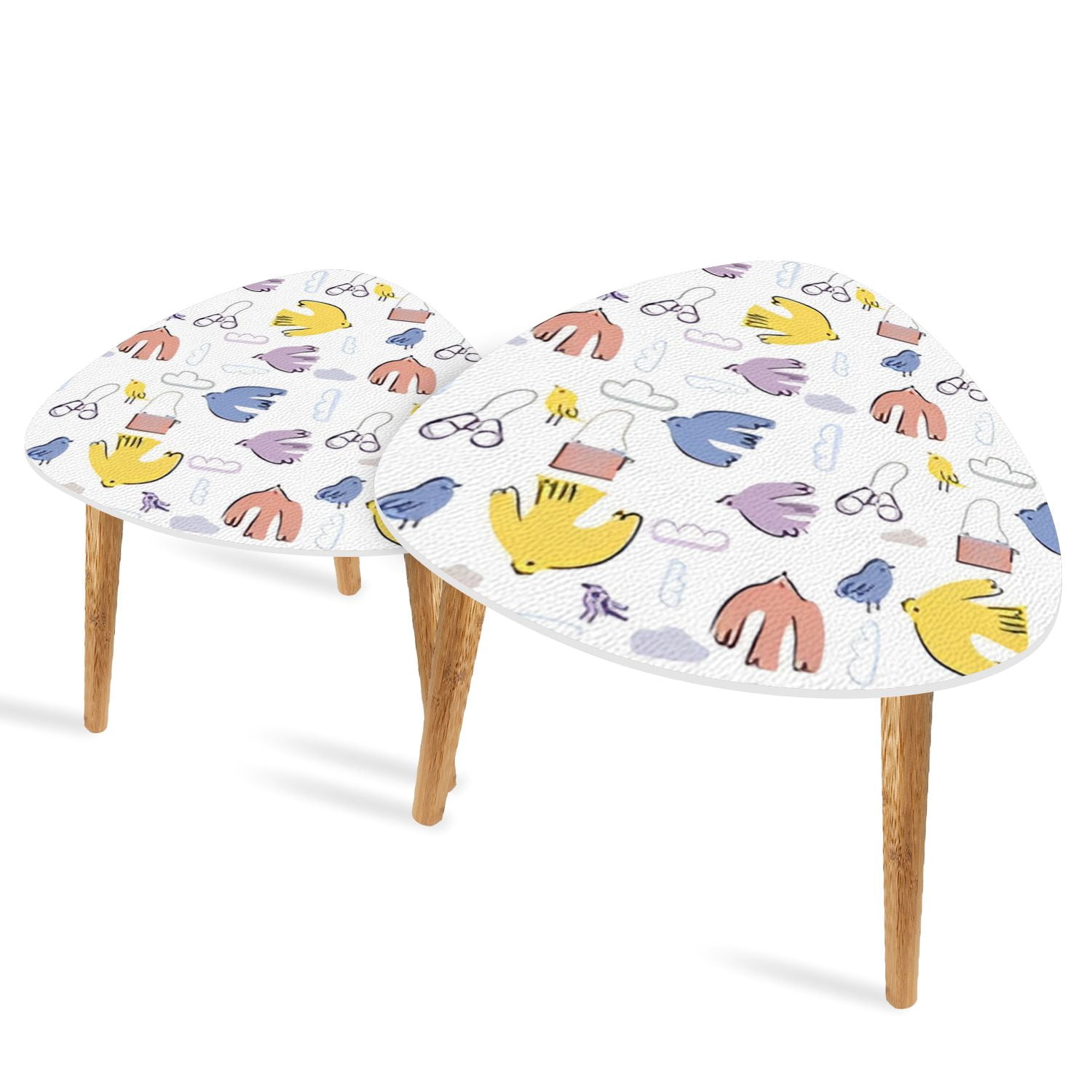 Set of 2 Triangle End Table LATEST TRENDY BIRD WATCH SEAMLESS PATTERN ...