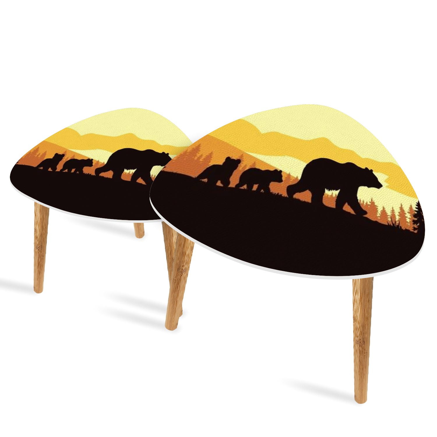 Set of 2 Triangle End Table Mama bear cubs art Set of 2 Side Tables End ...