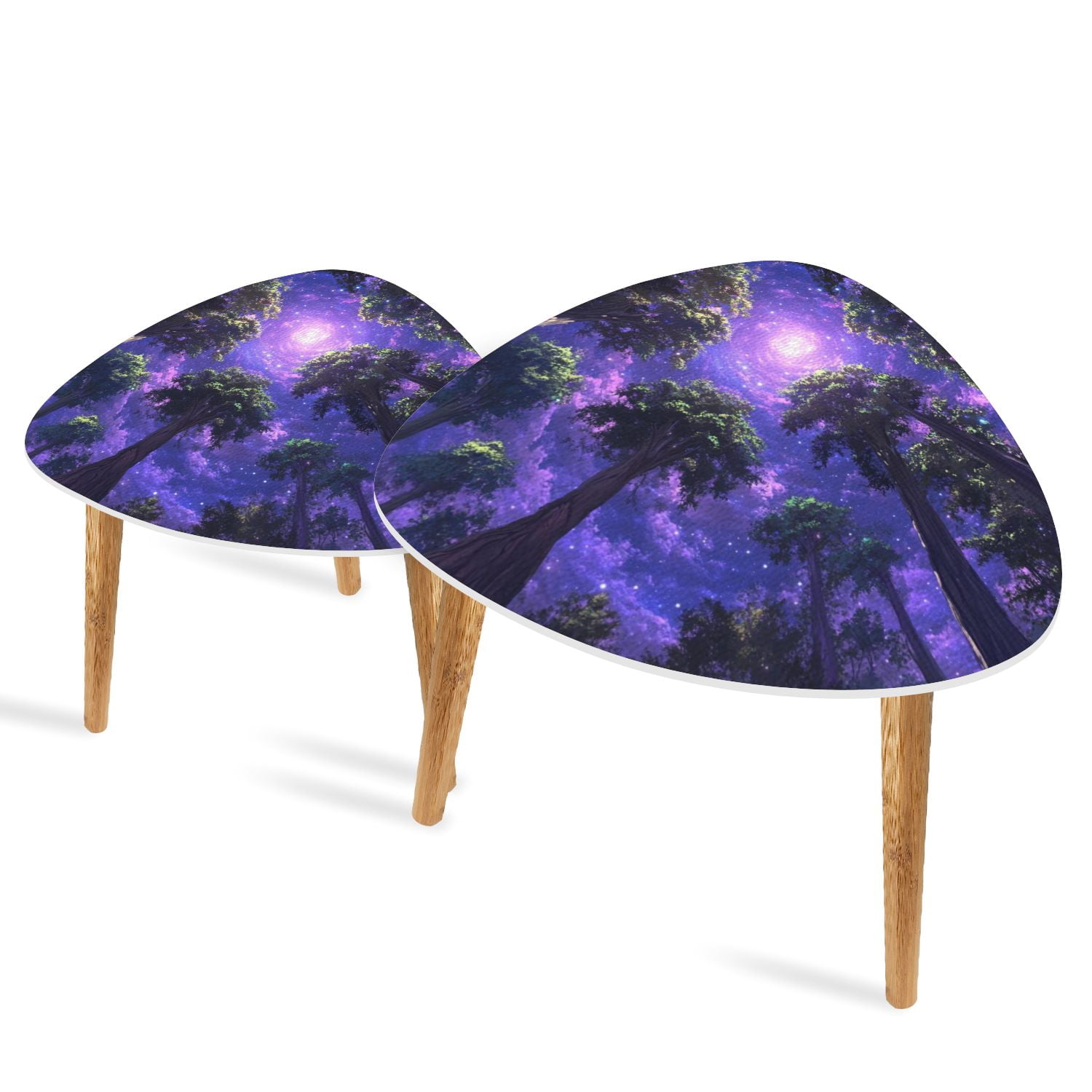 Set of 2 Triangle End Table Moon Forest Aesthetic Cool Psychedelic Set ...
