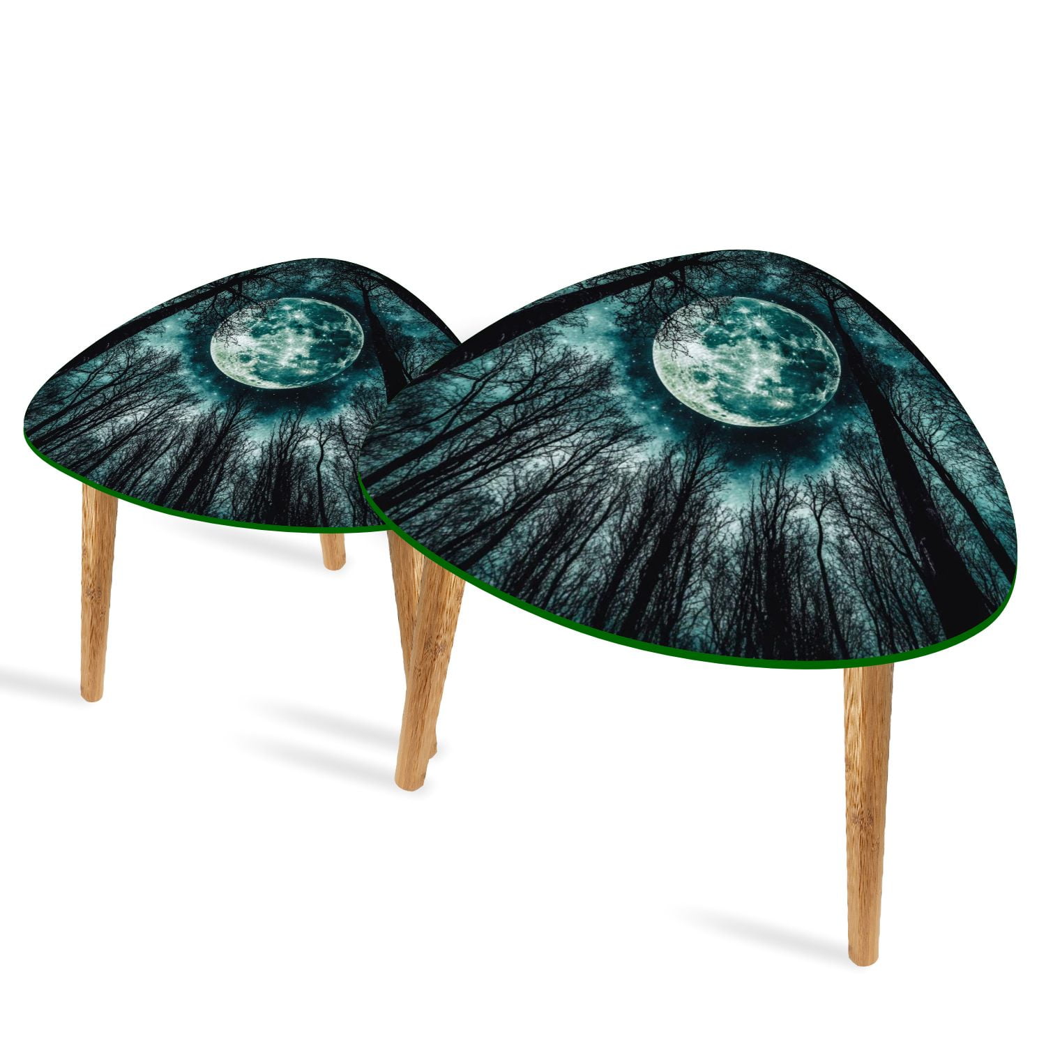 Set of 2 Triangle End Table Moon Forest Aesthetic Cool Psychedelic Set ...