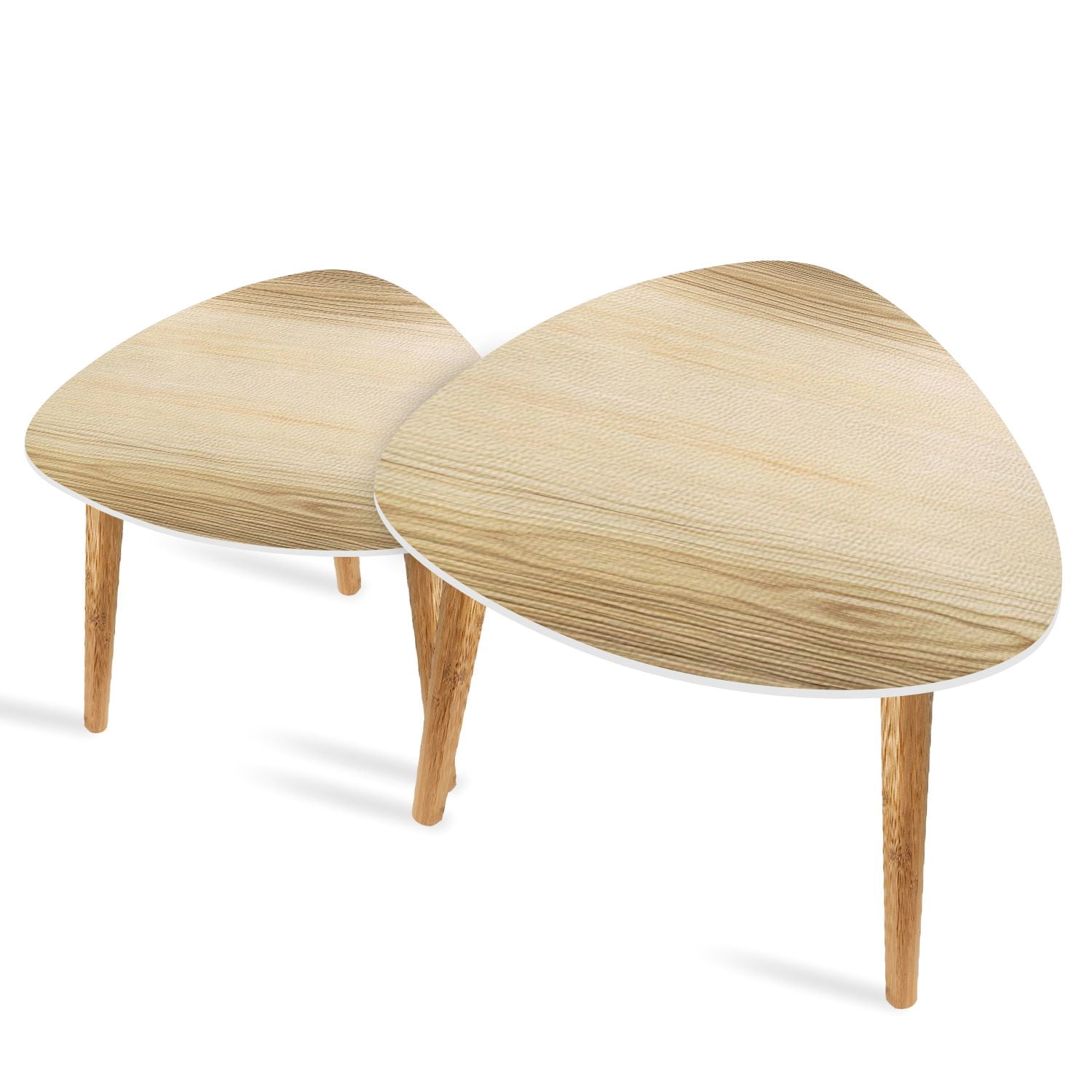 Set of 2 Triangle End Table Overhead view wooden floor Set of 2 Side ...
