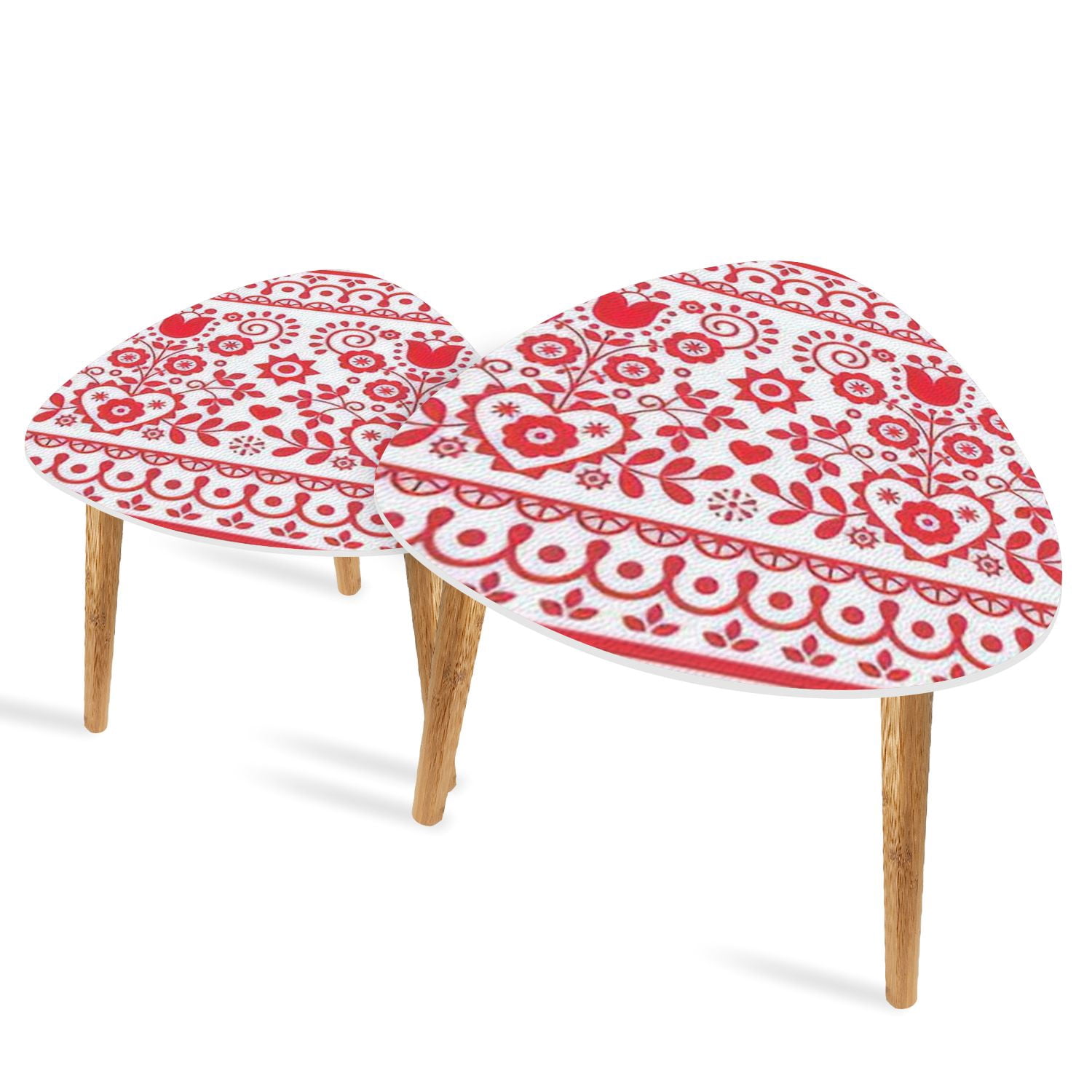 Set of 2 Triangle End Table Polish folk art seamless textile greeting ...