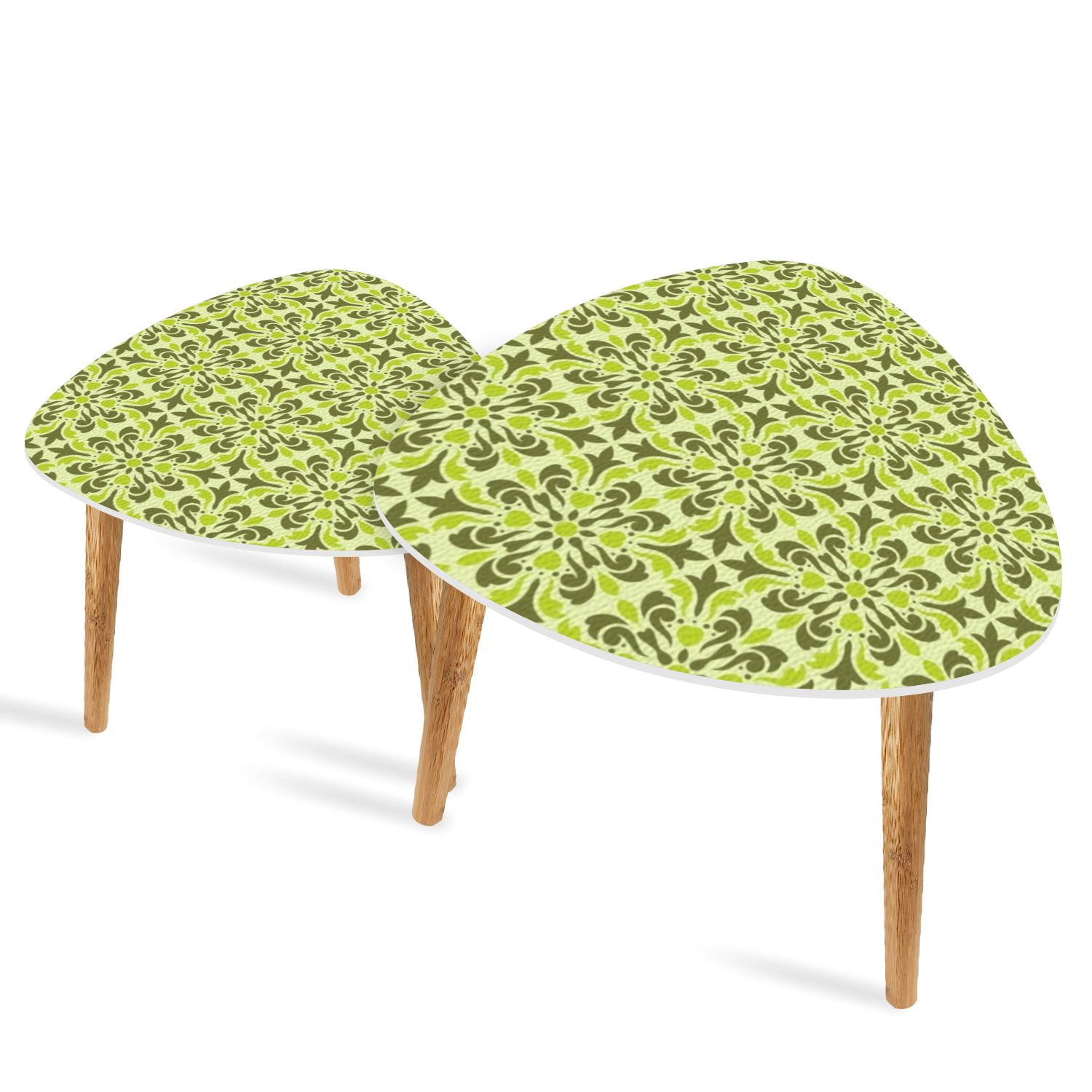 Set of 2 Triangle End Table Portuguese tile pattern seamless mosaic ...