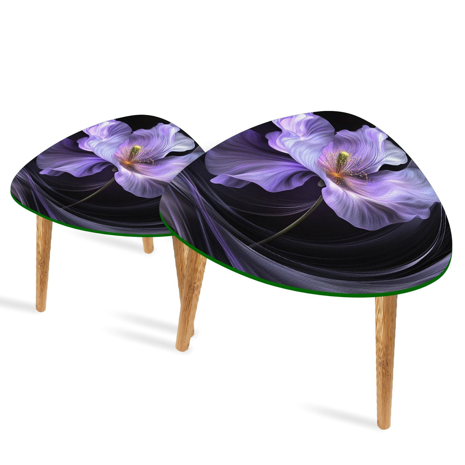Set of 2 Triangle End Table Purple Purple Wall Decor Purple Flower Set ...
