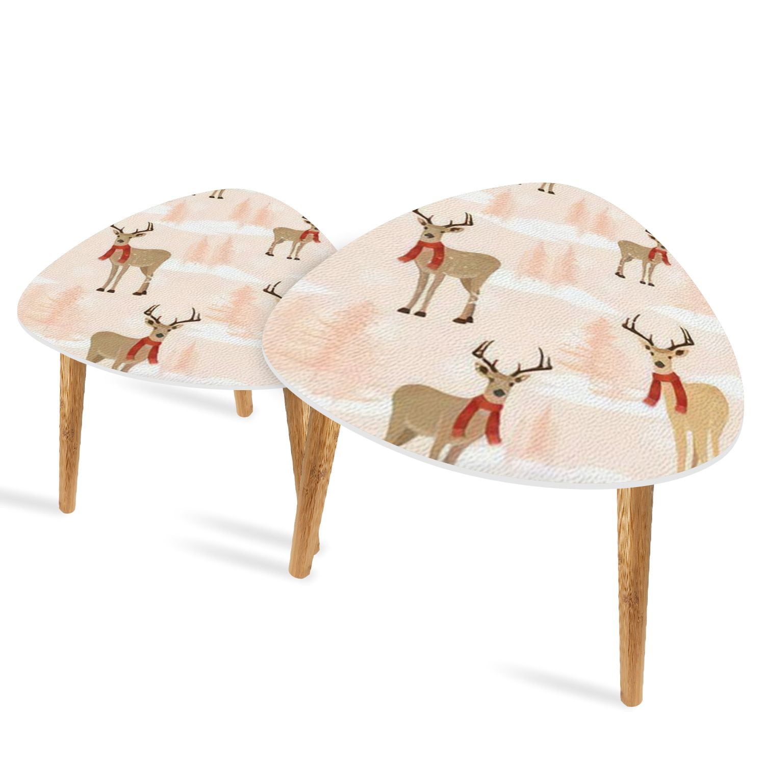 Set of 2 Triangle End Table Reindeer seamless design Set of 2 Side ...