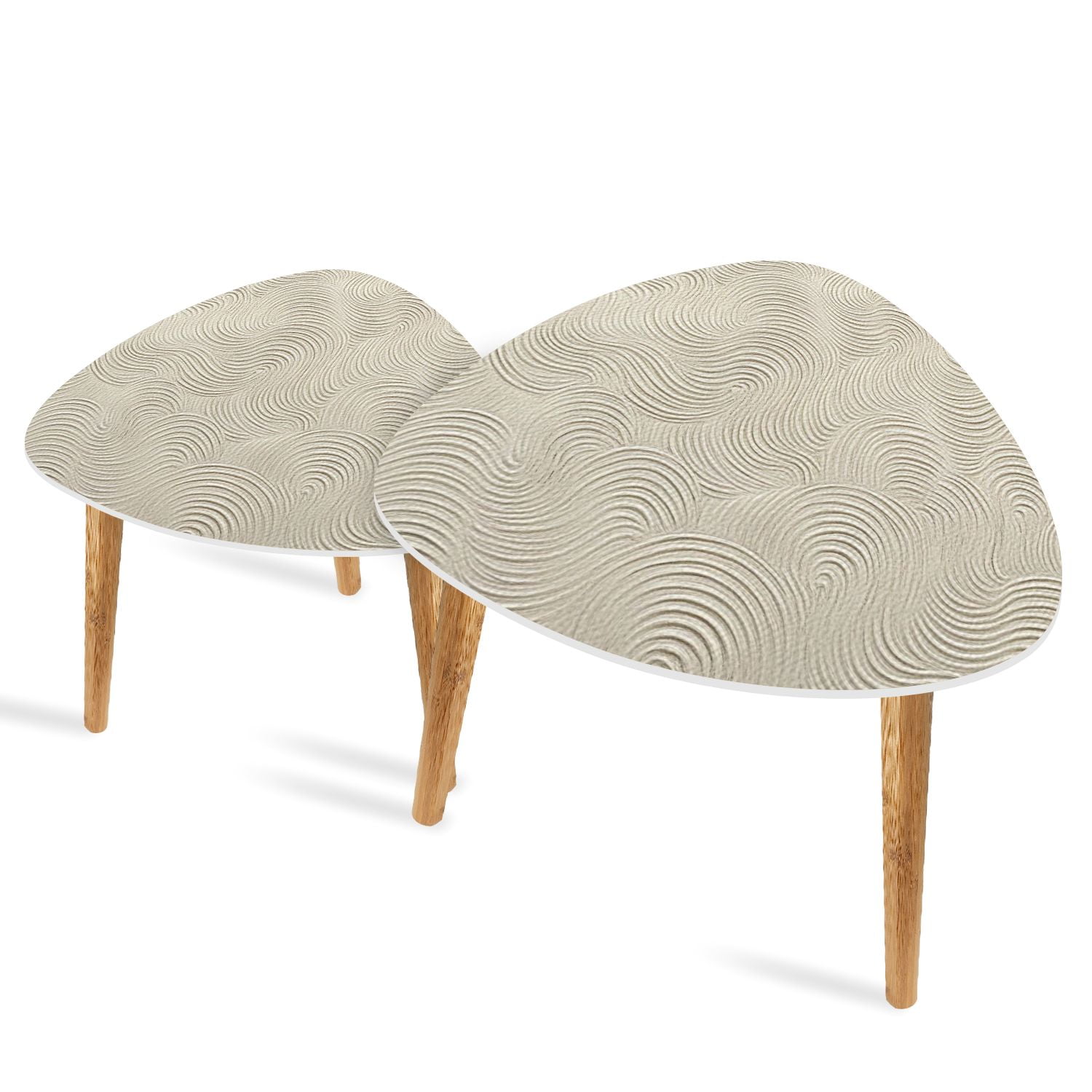 Set of 2 Triangle End Table Sand Swirl Swell Removable Made In The ...