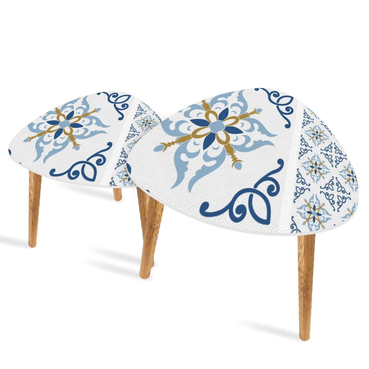 Set of 2 Triangle End Table Seamless Azulejo tile Portuguese Spain ...