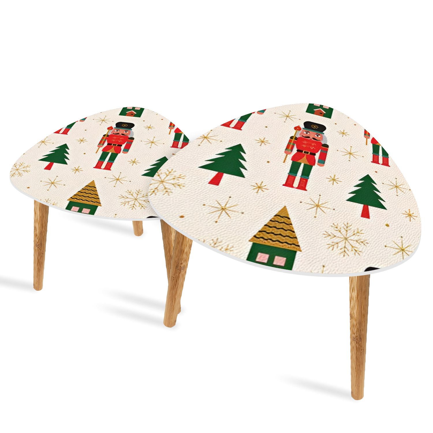 Set of 2 Triangle End Table Seamless Christmas Pattern Nutcracker Set ...