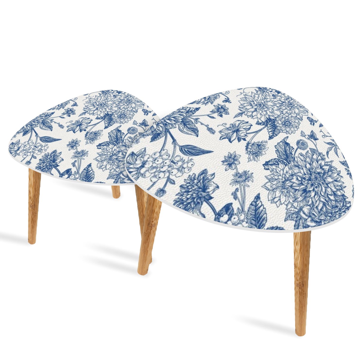 Set of 2 Triangle End Table Seamless autumn floral pattern dahlias Set ...