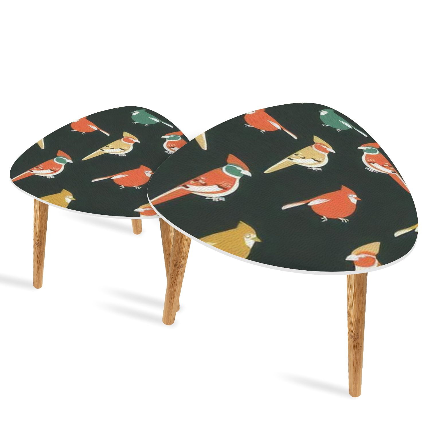 Set of 2 Triangle End Table Seamless birds red cardinal jay ...