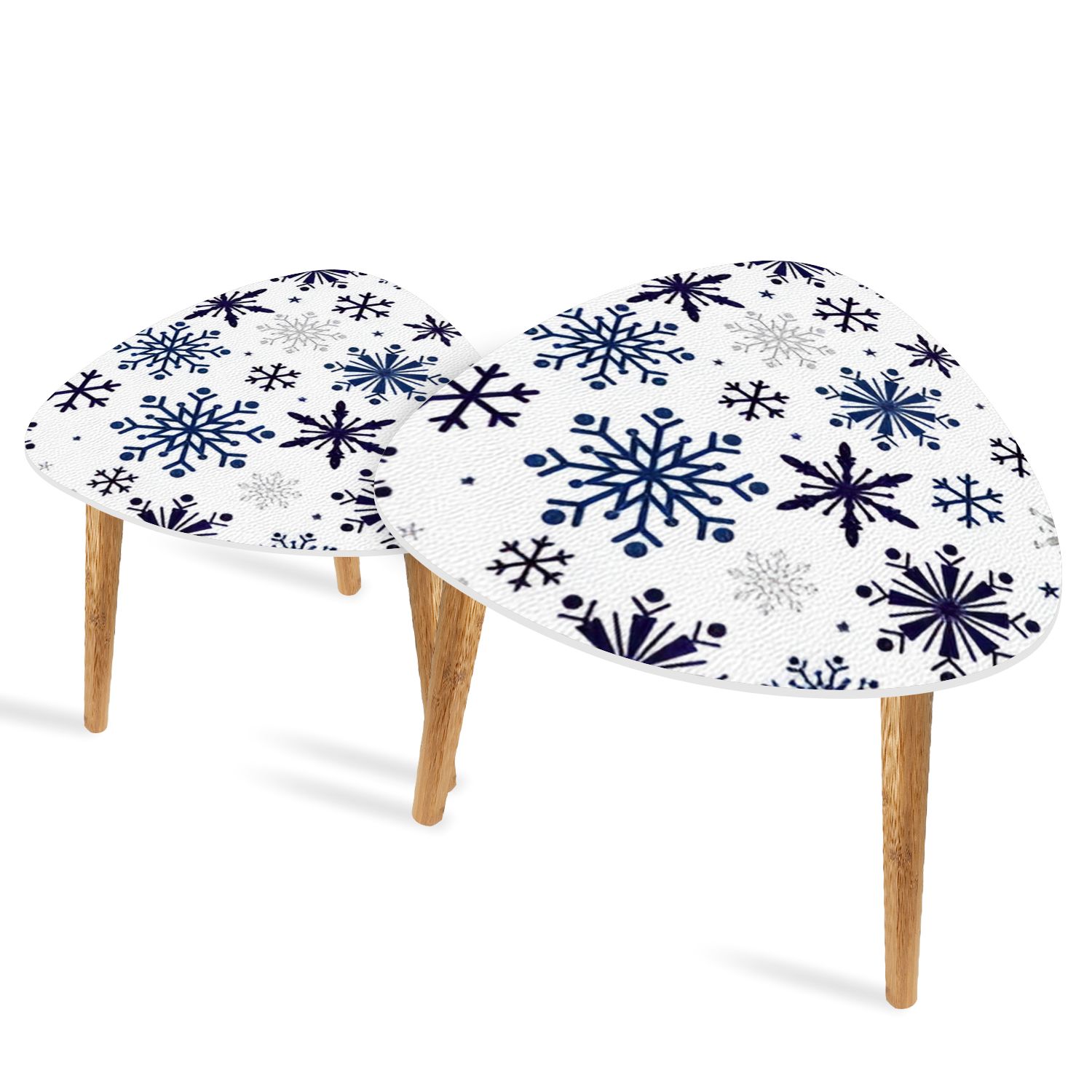 Set of 2 Triangle End Table Seamless pattern snowflakes Set of 2 Side ...