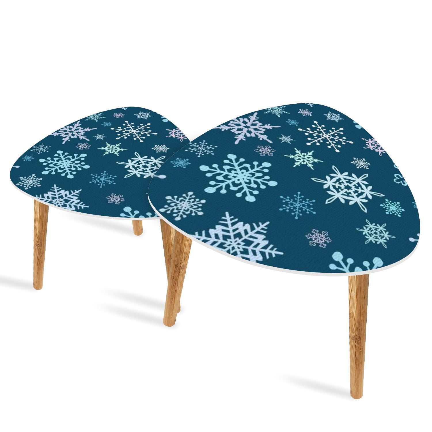 Set of 2 Triangle End Table Snowflakes seamless pattern snowflakes dark ...