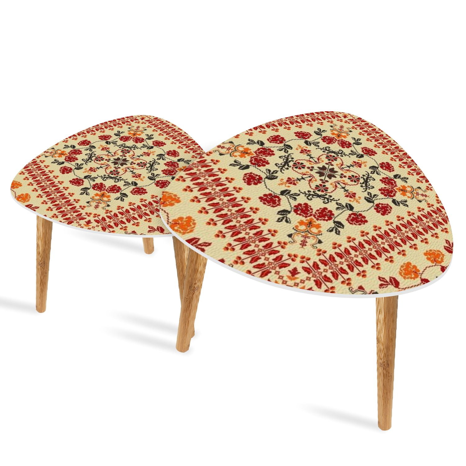 Set of 2 Triangle End Table Traditional Polish embroidery pattern Set ...