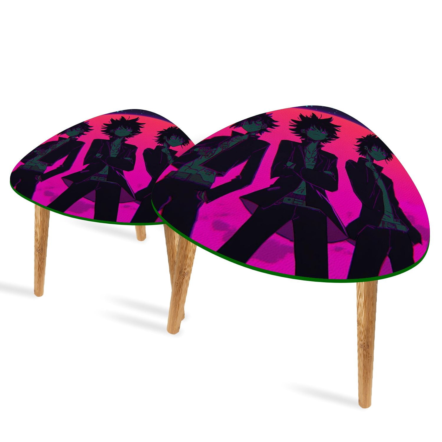 Set of 2 Triangle End Table Trip py Anime Aesthetics Funny Set of 2 ...