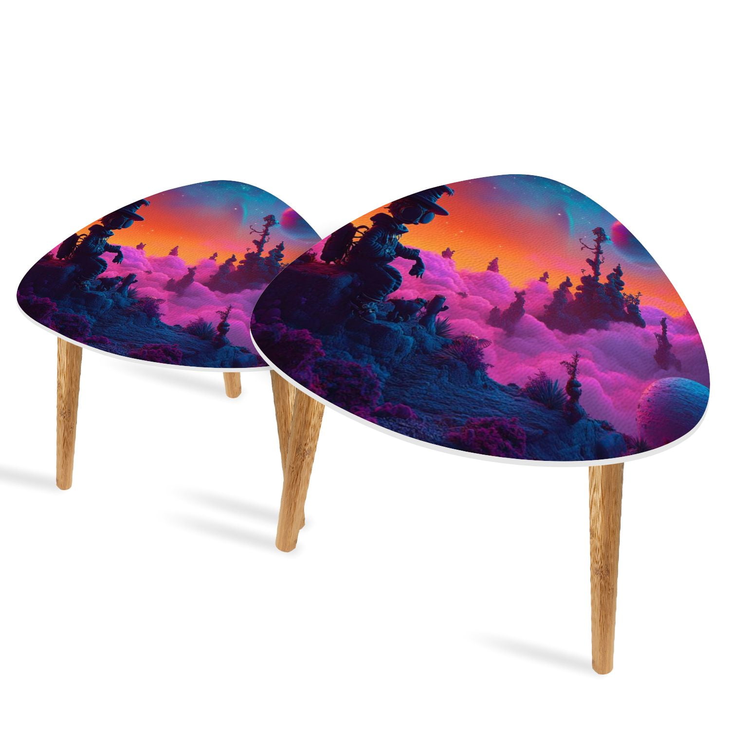 Set of 2 Triangle End Table Trip py Anime Aesthetics Funny Set of 2 ...