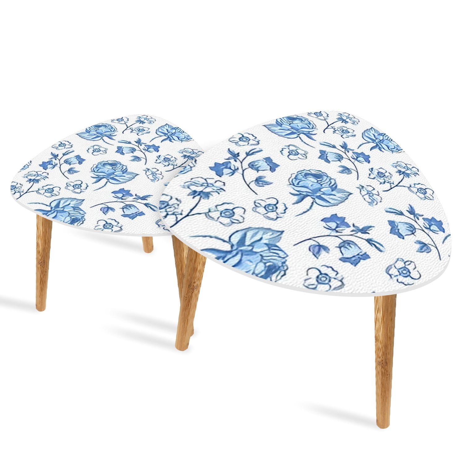 Set of 2 Triangle End Table Vintage blue floral seamless pattern ...