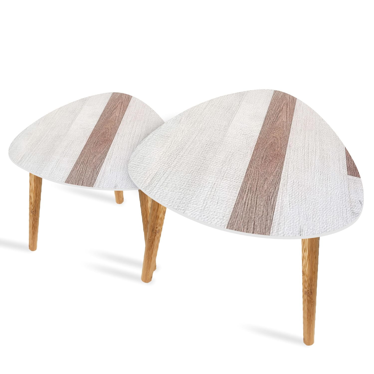 Set of 2 Triangle End Table White painted wooden board Set of 2 Side ...