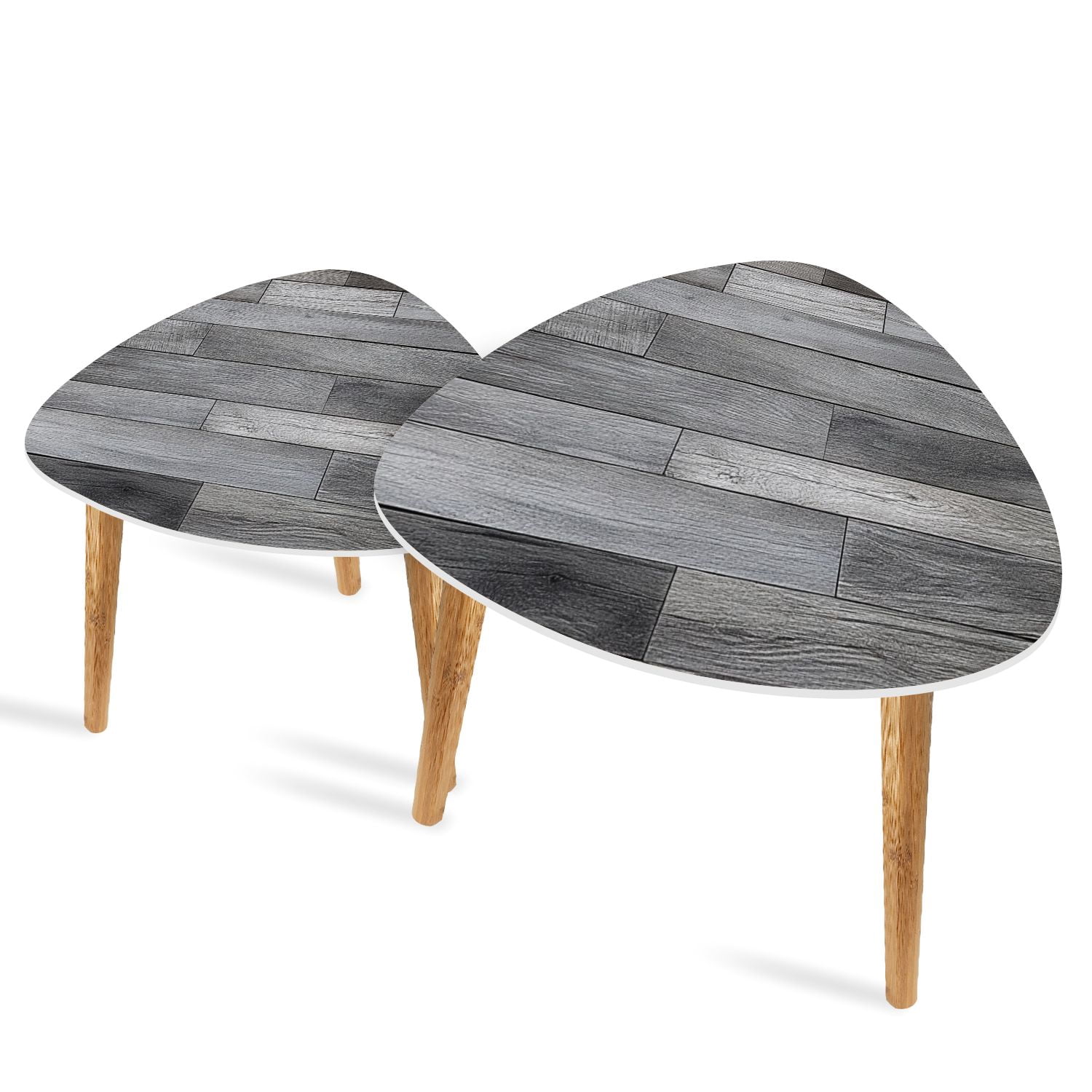 Set of 2 Triangle End Table Wood Set of 2 Side Tables End Tables ...