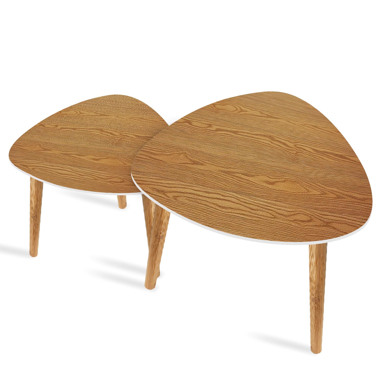 Set of 2 Triangle End Table Wood texture Set of 2 Side Tables End ...