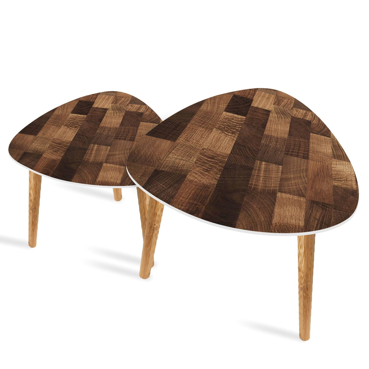 Set of 2 Triangle End Table Wooded butcher end grain Set of 2 Side ...