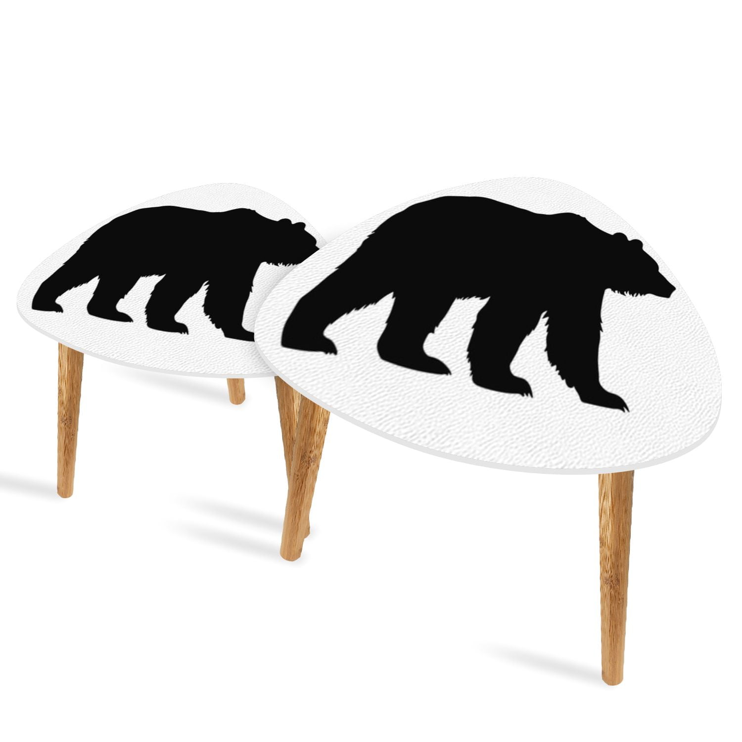Set of 2 Triangle End Table bear silhouette white Bear modern symbol ...