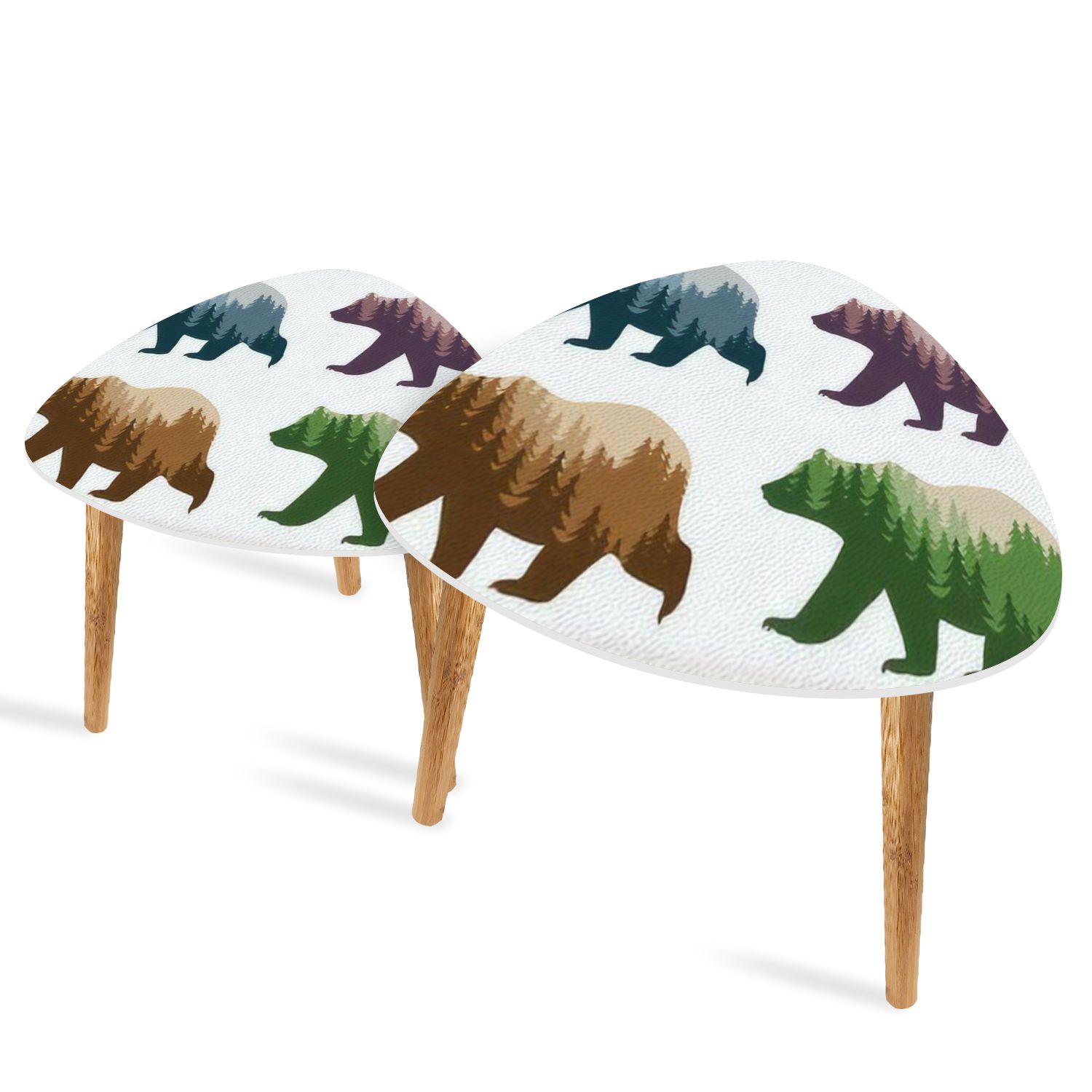 Set of 2 Triangle End Table colorful styling bear for your design ...
