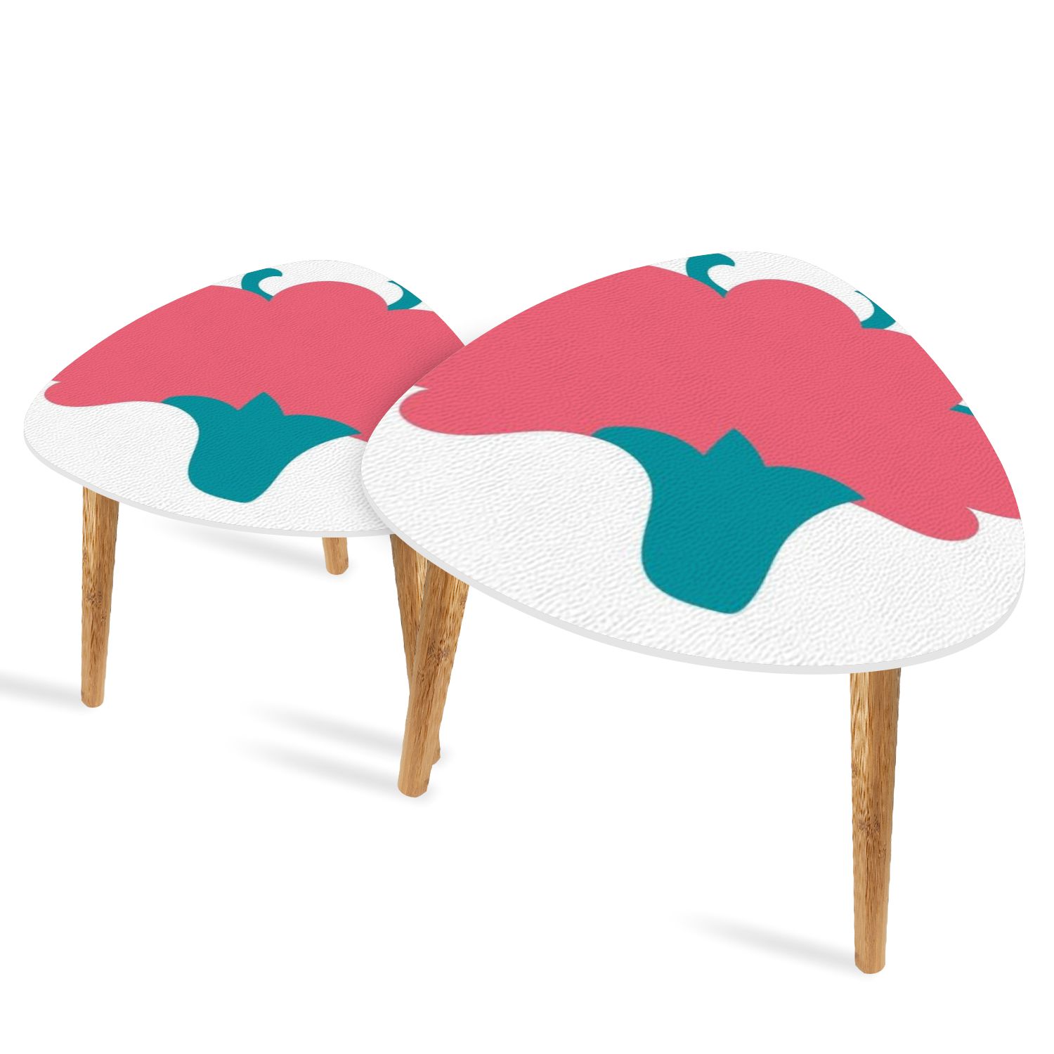 Set of 2 Triangle End Table folk art flower Set of 2 Side Tables End ...