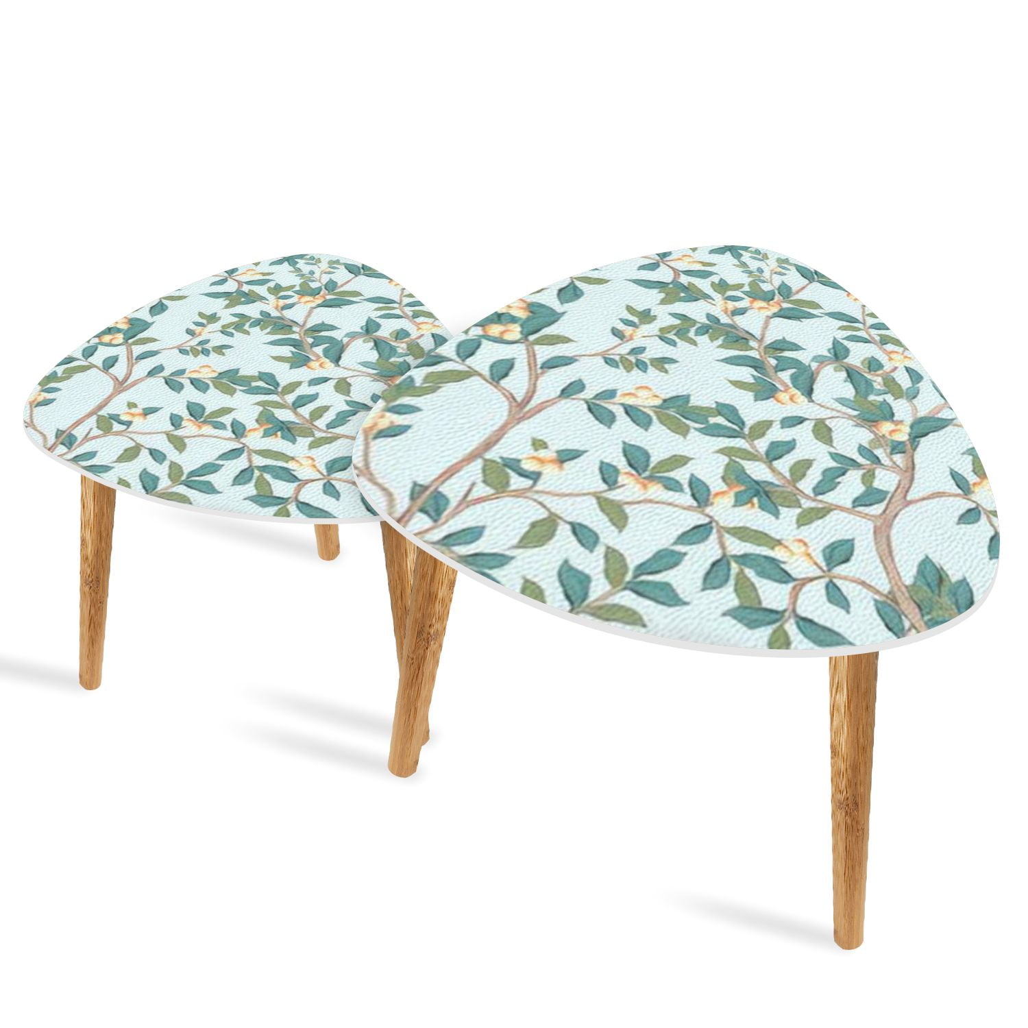 Set of 2 Triangle End Table peach tree seamless pattern for fabrics Set ...
