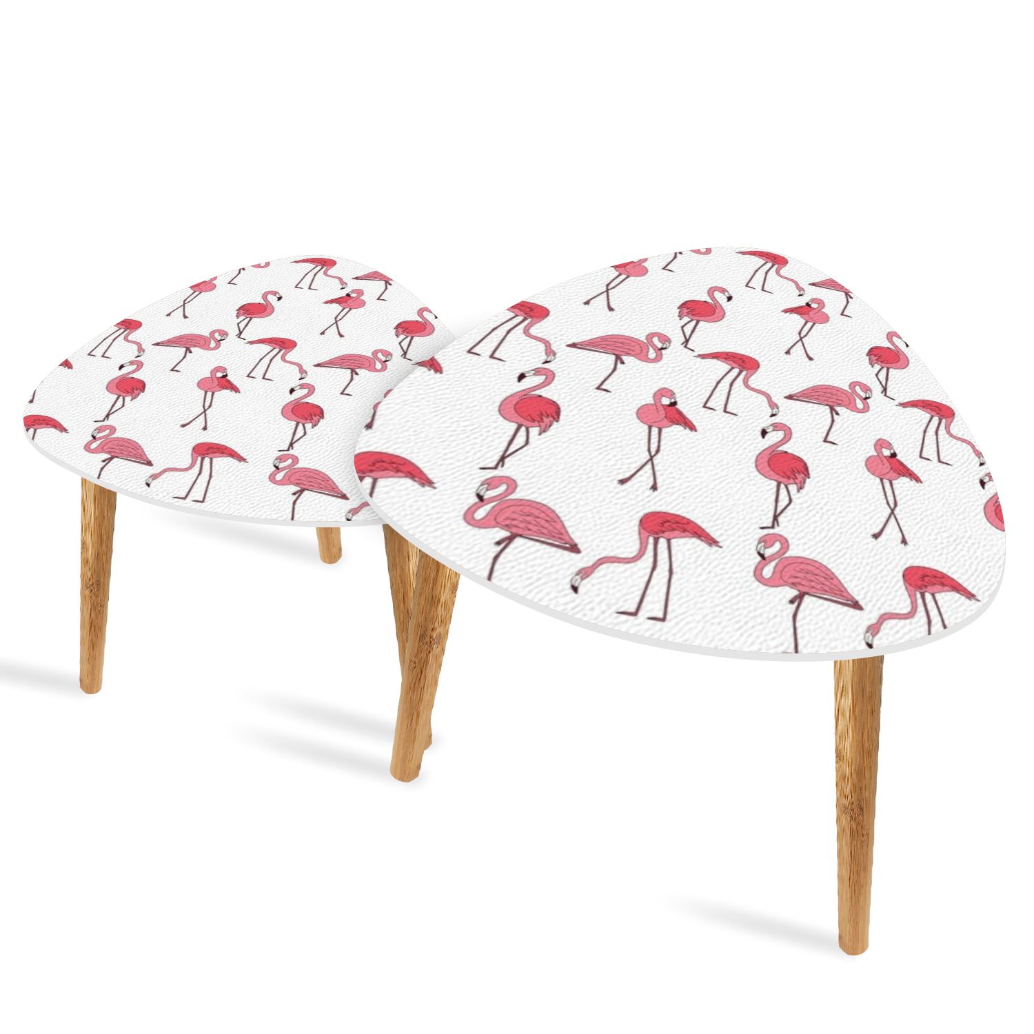 Set of 2 Triangle End Table seamless pattern flamingoes are type wading ...