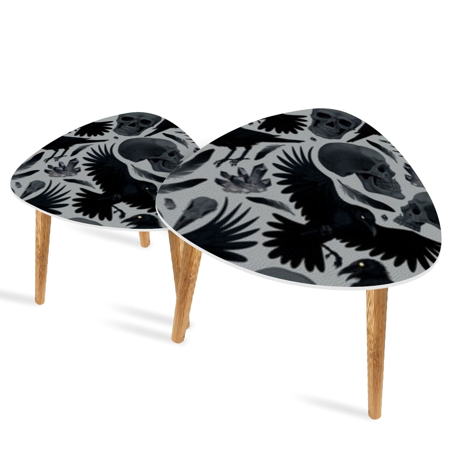 Set of 2 Triangle End Table seamless pattern skulls Set of 2 Side ...