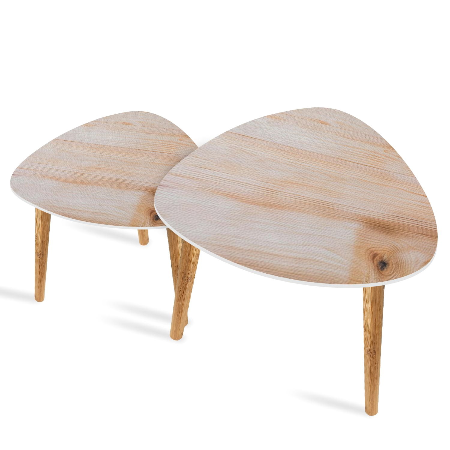 Set of 2 Triangle End Table soft clean wood Set of 2 Side Tables End ...
