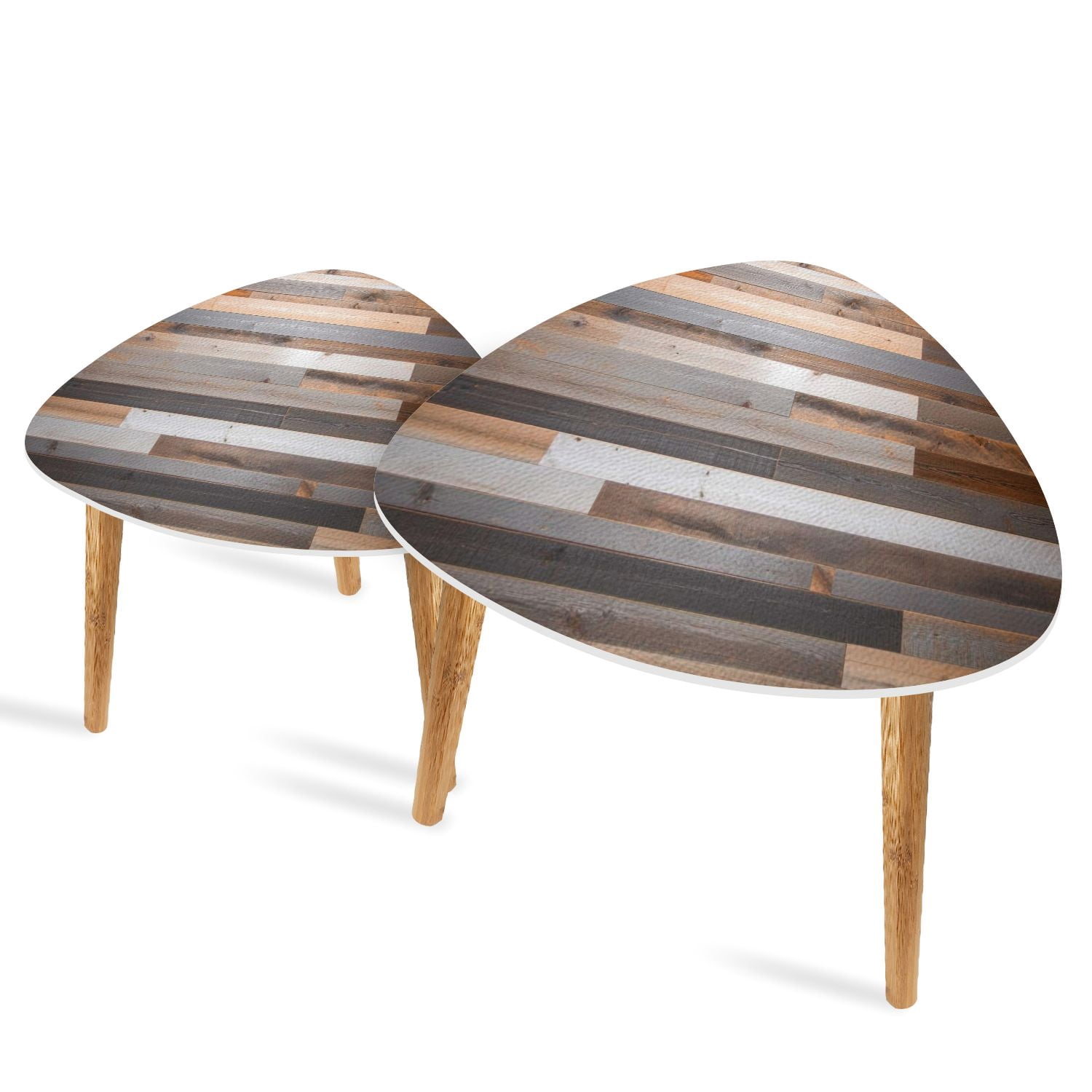 Set of 2 Triangle End Table wood panel facade Set of 2 Side Tables End ...
