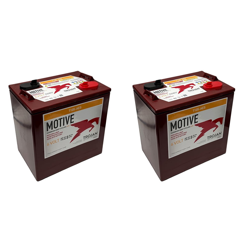 Set of 2 | Trojan T105-AES 6 Volt Deep Cycle AGM Battery | Maintenance ...