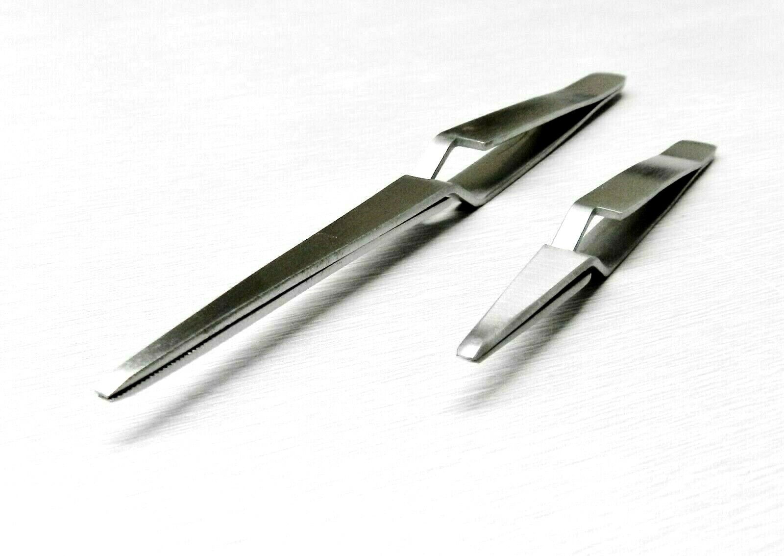 Set of 2 Tweezers Cross Lock Blunt Tips Self Locking Reverse Action ...