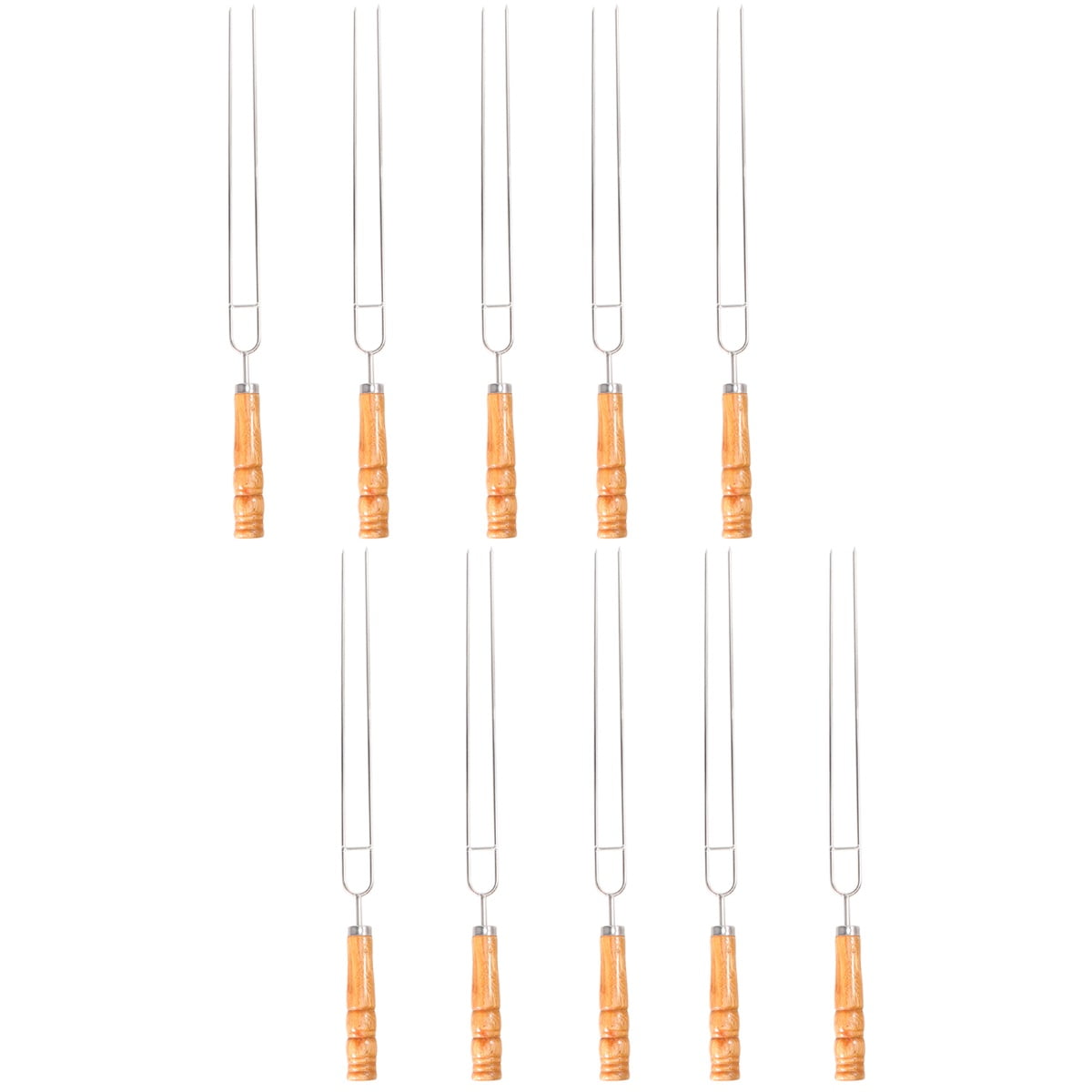 Set of 2 U Shape Forks Wood Handle Grill Fish Rack Grilling - Walmart.com