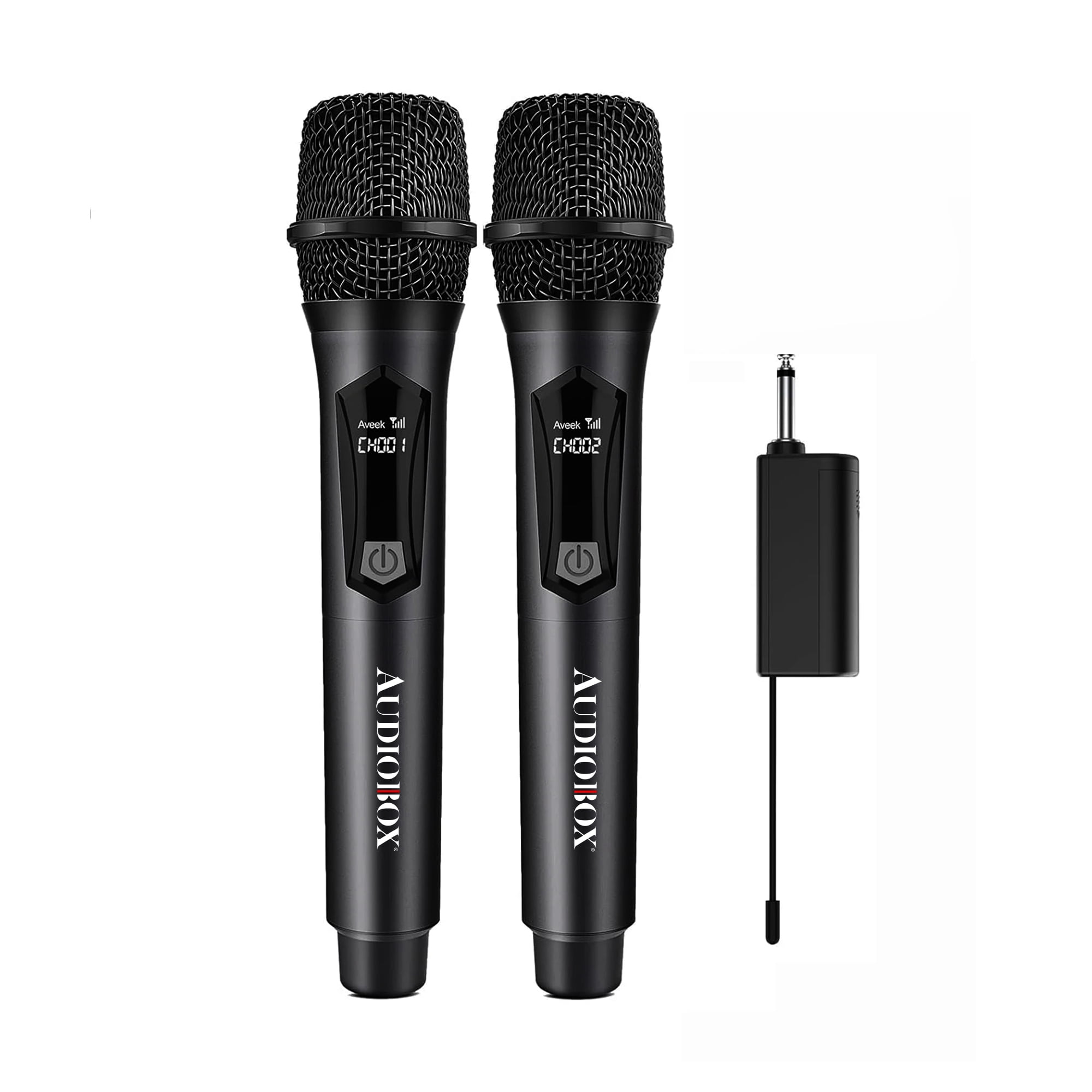 Set of 2 UHF Wireless Microphones – Metal Handheld Mic with ...