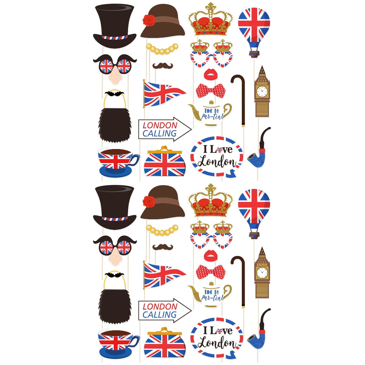 Set of 2 Union Jack Photo Props Flames Car Flag Crown Travel - Walmart.com