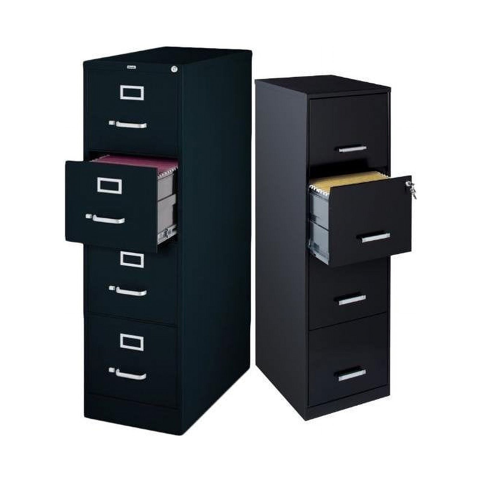 Set of 2 Value Pack Four Drawer Filing Cabinet in Black - Walmart.com