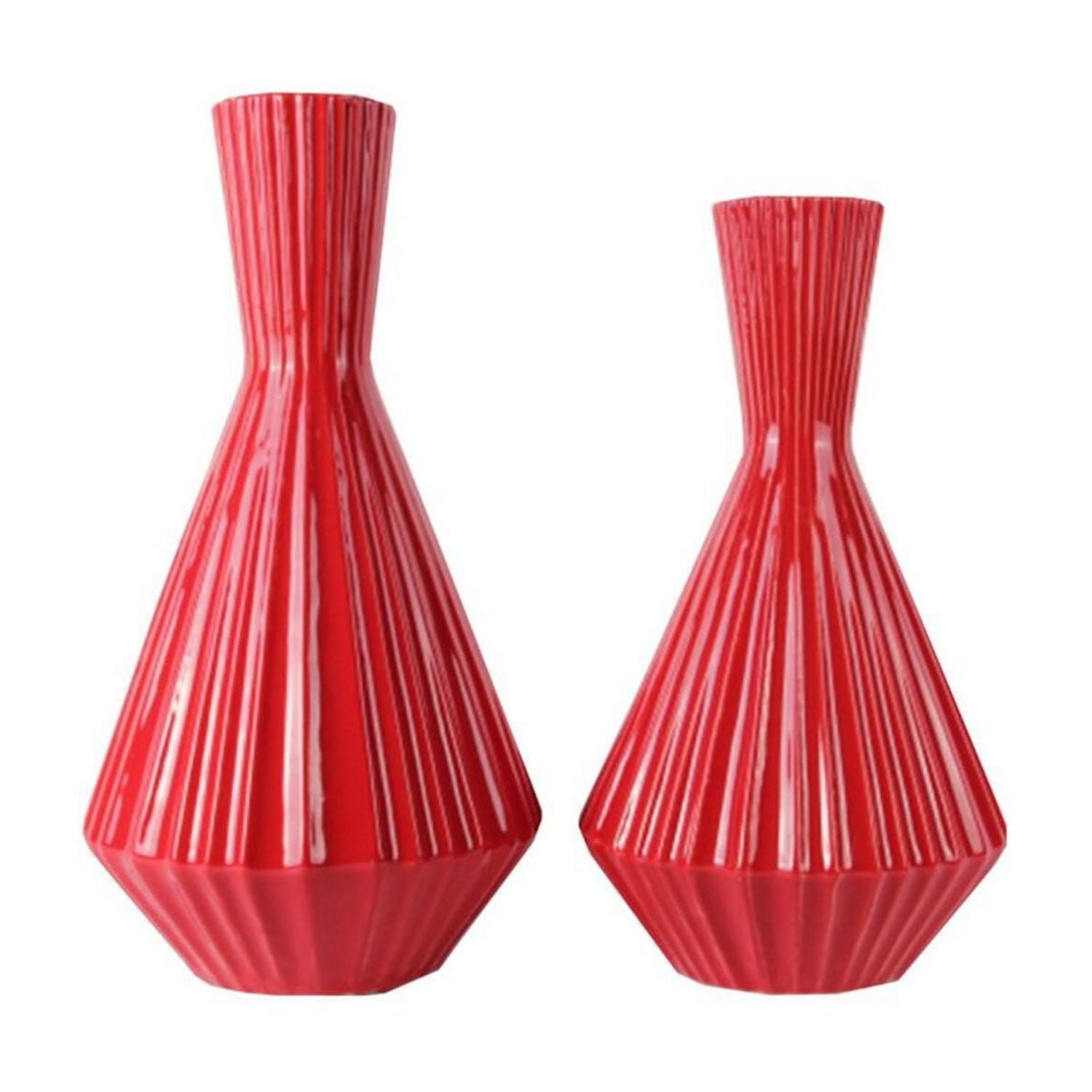 Aria Home Set of 2 Tabletop Vases, Water Jug Shape, Santa Fe Style, Red ...