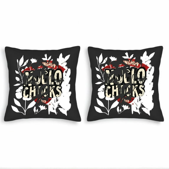 Set of 2 Vintage Floral Throw Pillow Covers 18x18in - Black Background ...