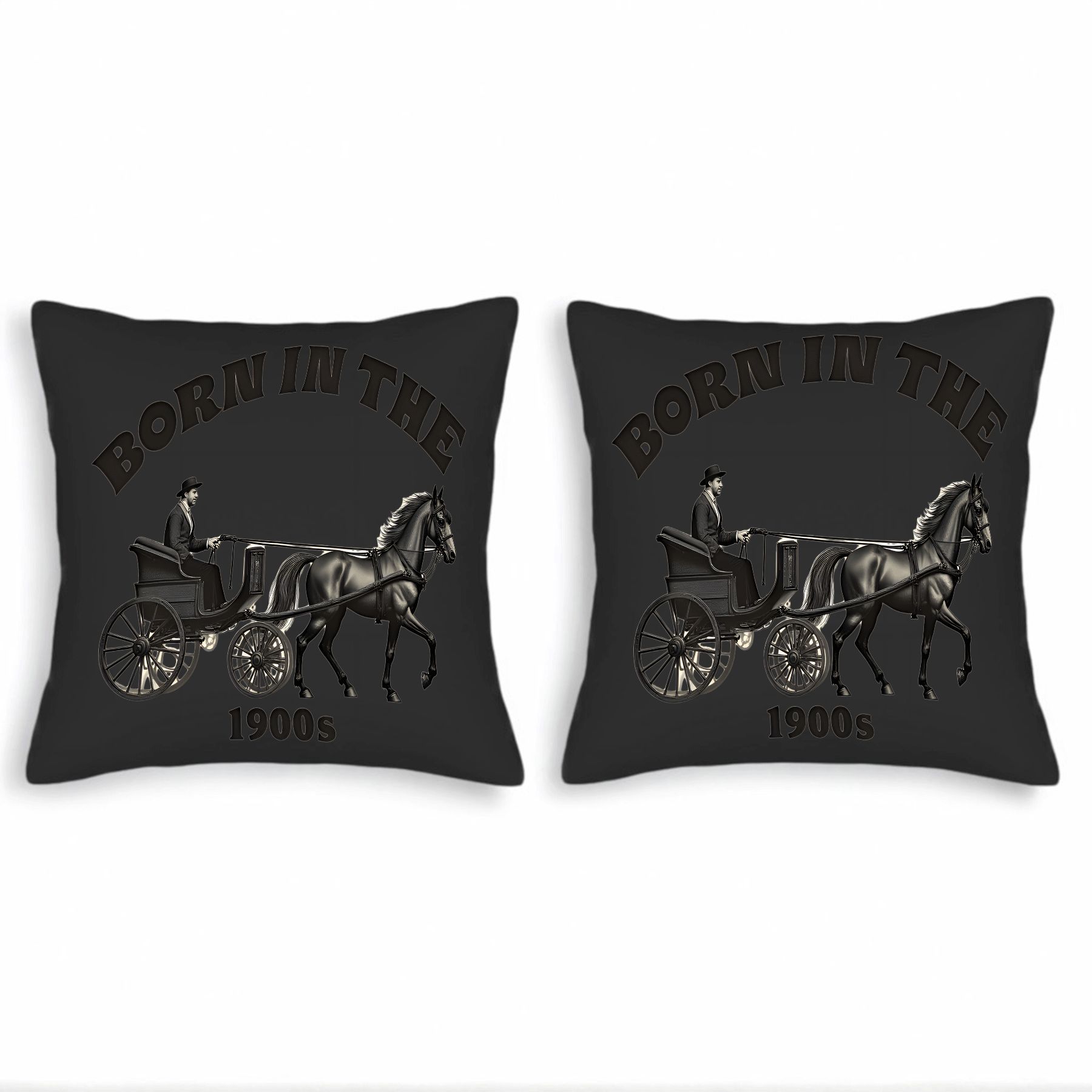 Set of 2 Vintage Horse - Drawn Carriage Throw Pillow Covers 18x18in ...