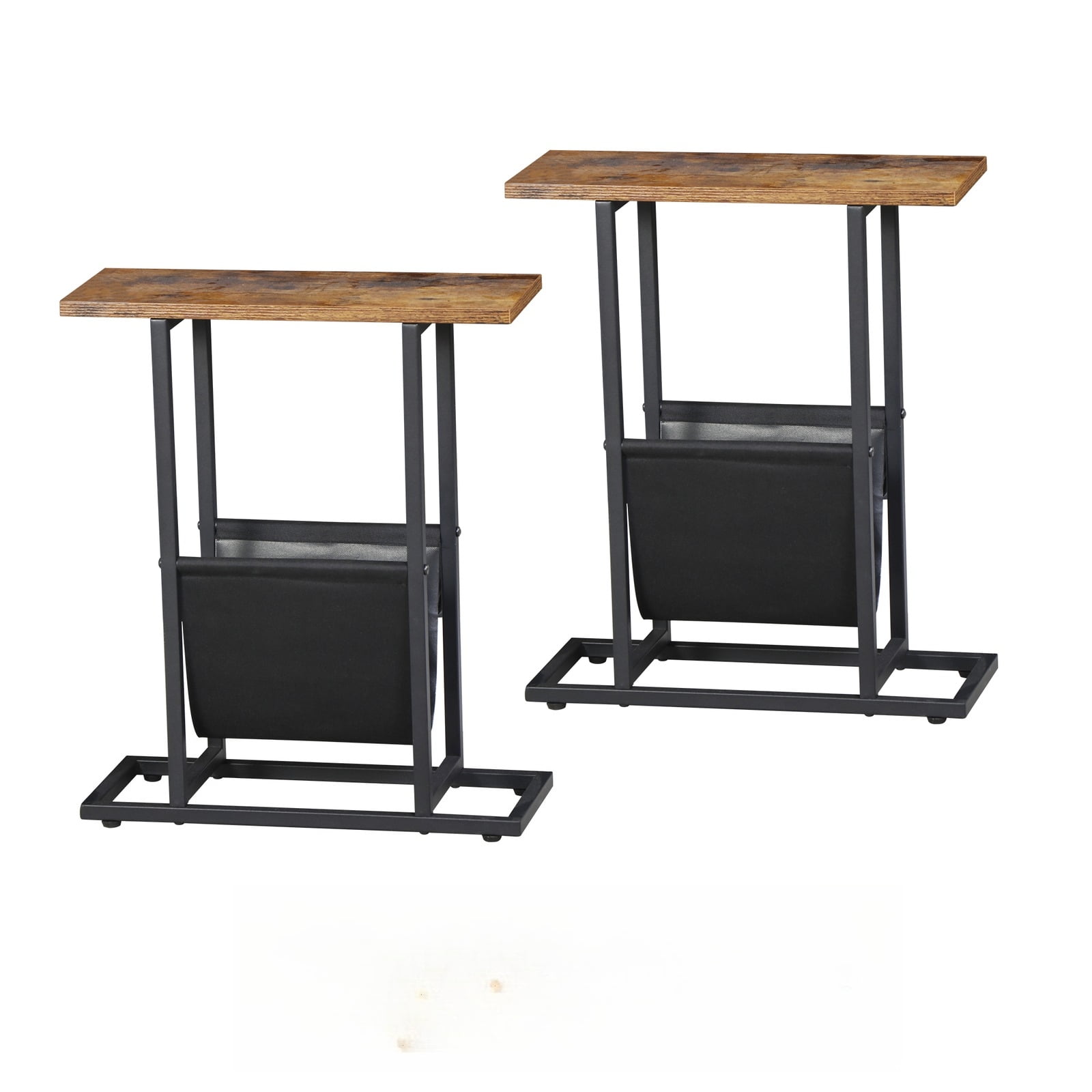 Set of 2 Vintage Narrow End Table Side Table with Side Pocket for ...