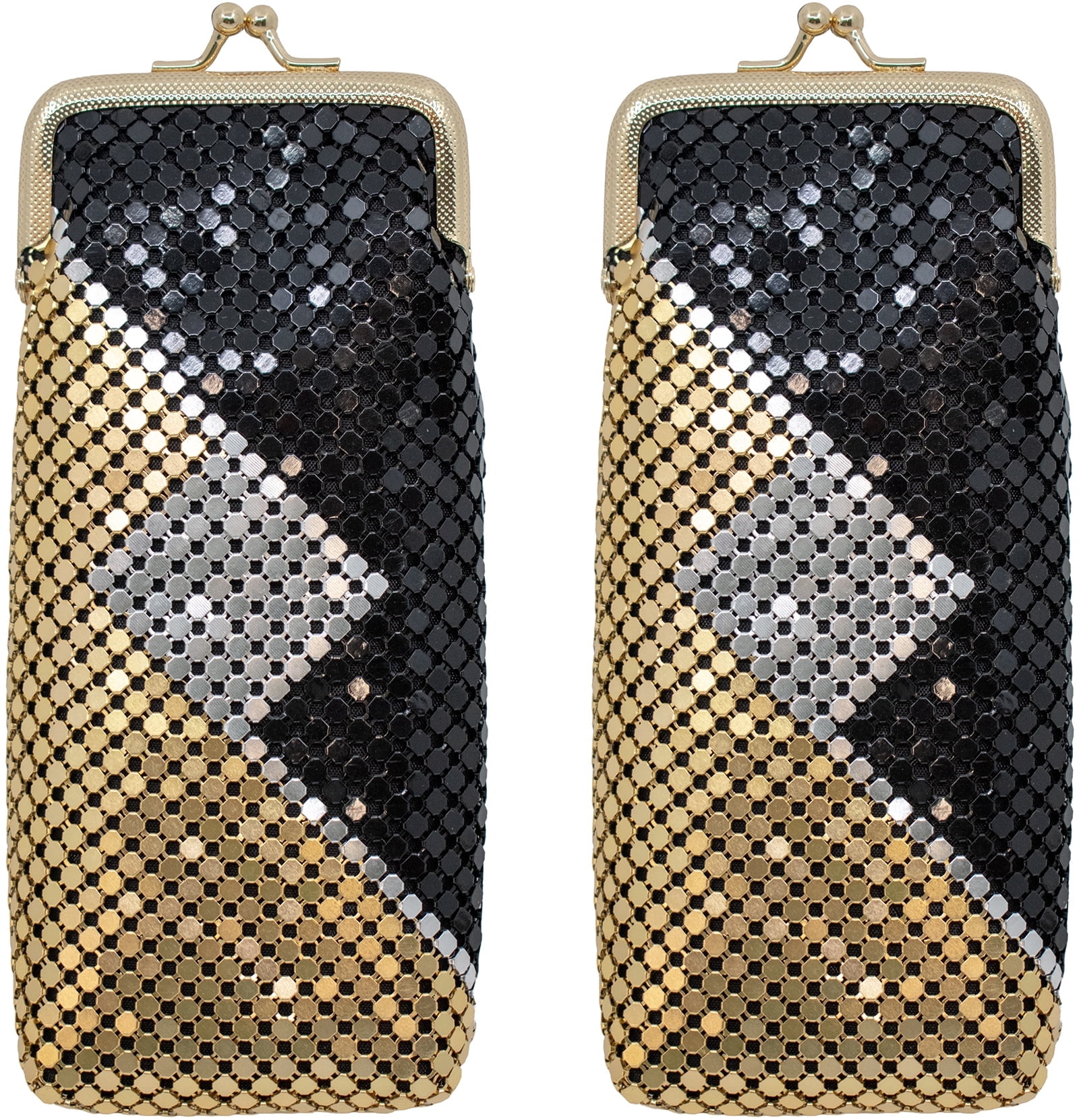 Set of 2 Vintage Soft Metallic Mesh Long Cigarette Case Purses With ...