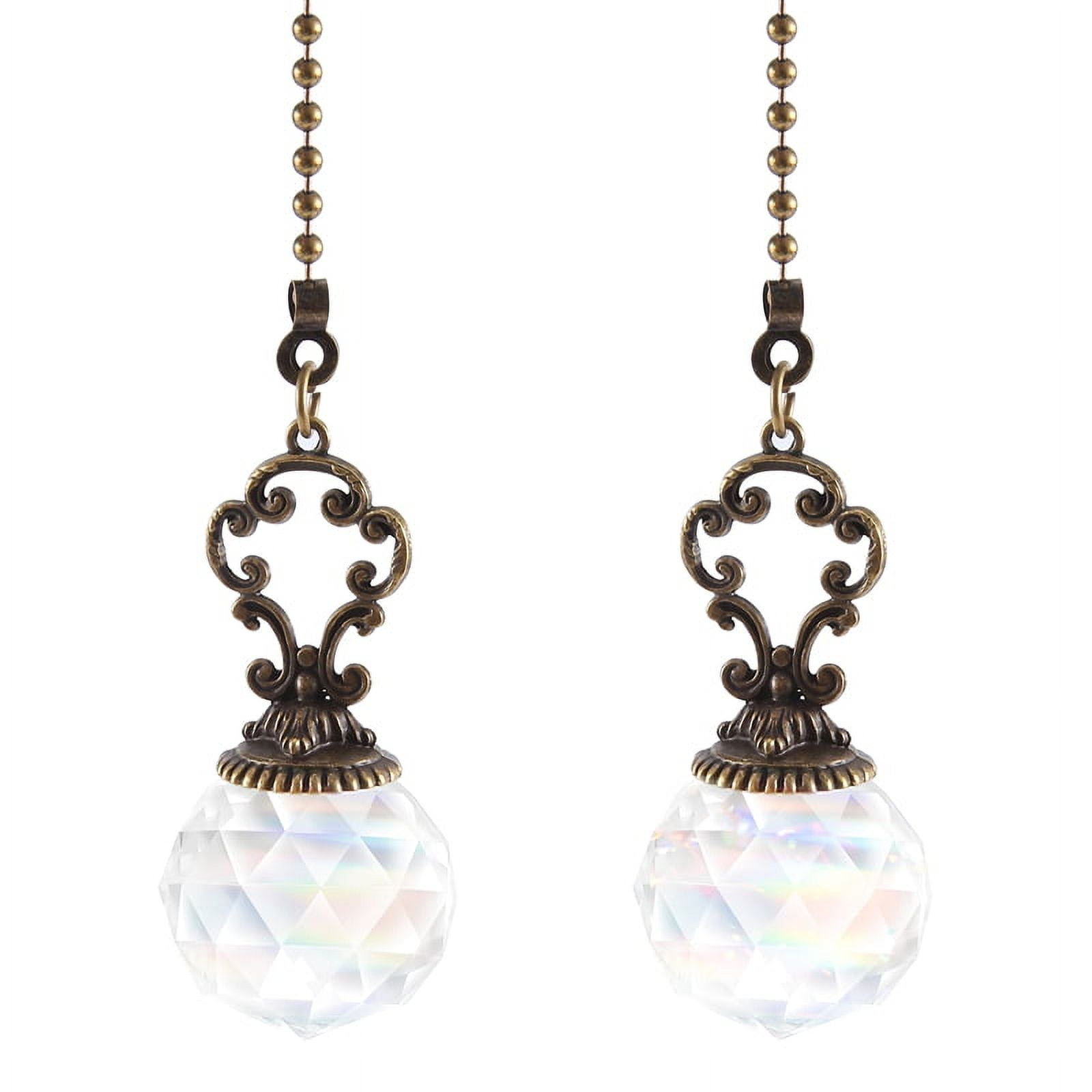 Set of 2 Vintage-Style Clear Fan Pull Ceiling Fan Chain Pulls Crystal ...