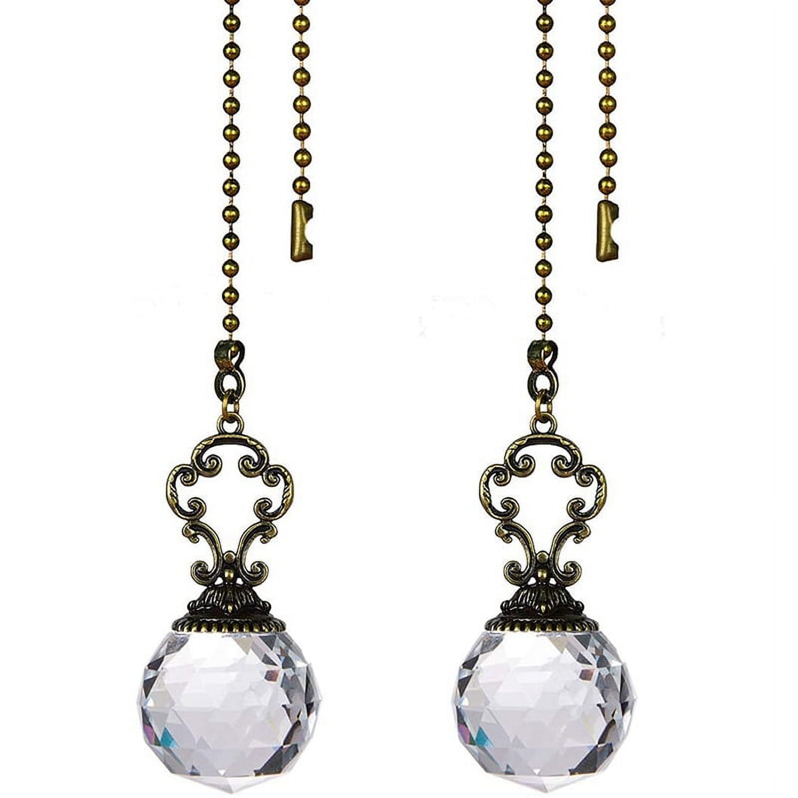Set of 2 Vintage-Style Clear Fan Pull Ceiling Fan Chain Pulls Crystal ...