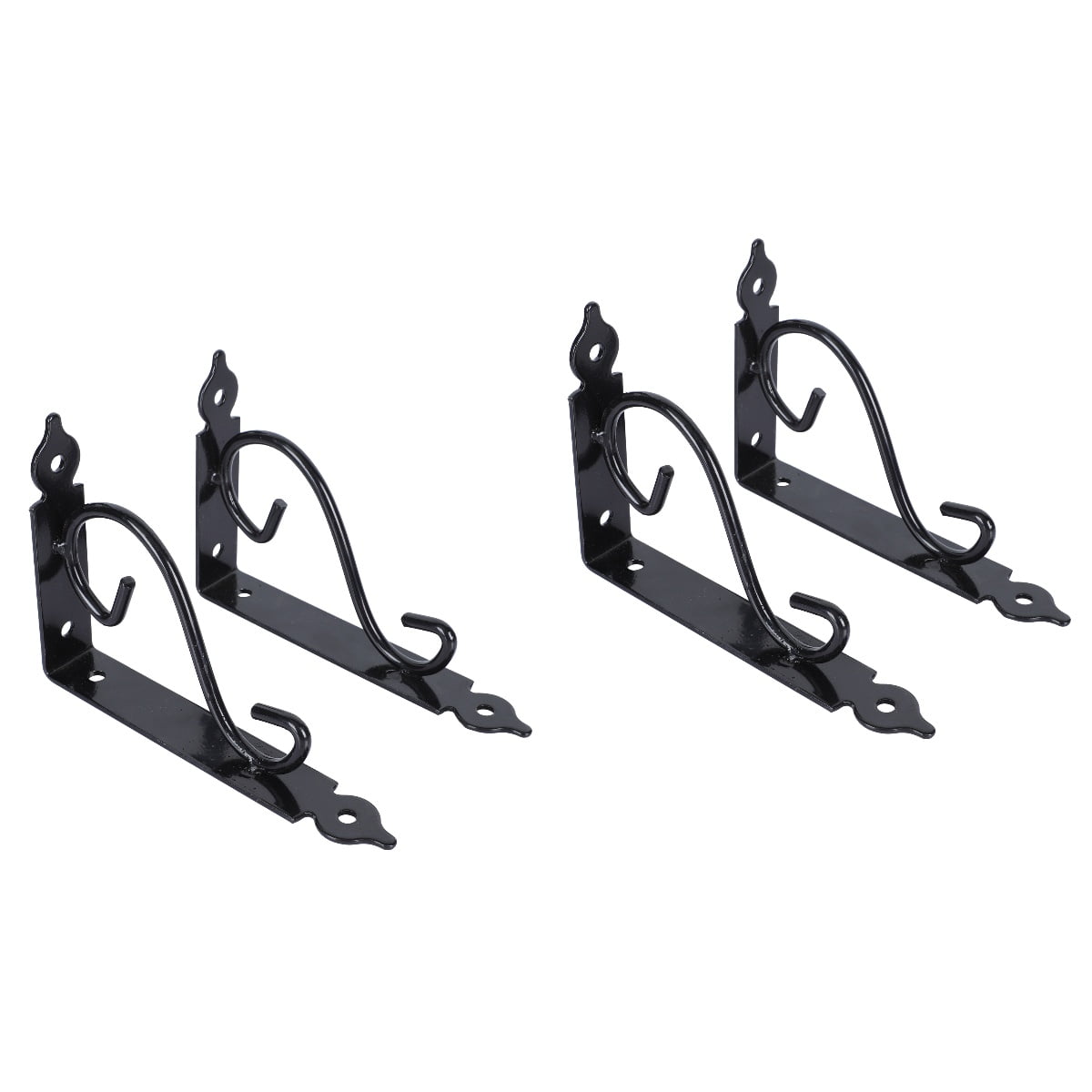 Set of 2 Wall Rack Support Collapsible Shelves Duty Shelf Rafter Black ...