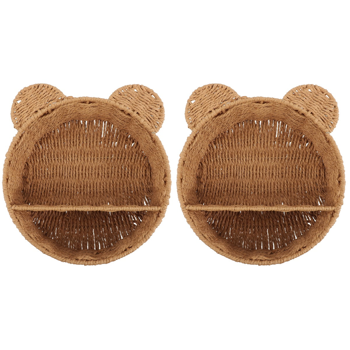 MOKKHNB Woven Wall Shelf Light Brown Iron Paper Cord Rural Style ...