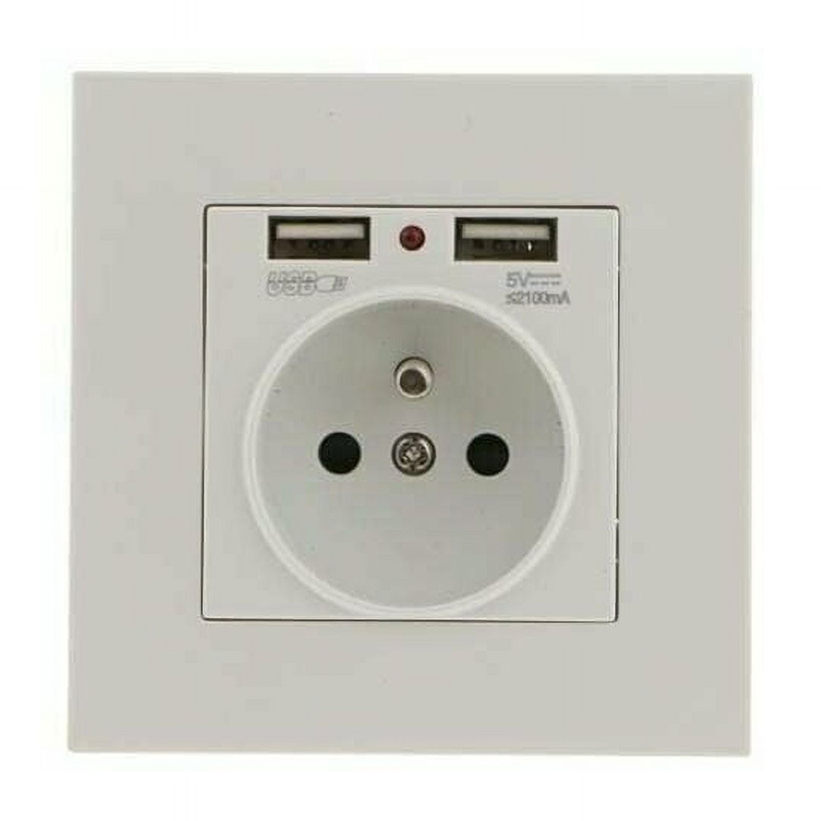 Set of 2 Wall Sockets, Wall Electrical Socket with Double USB 5V/2100mA ...